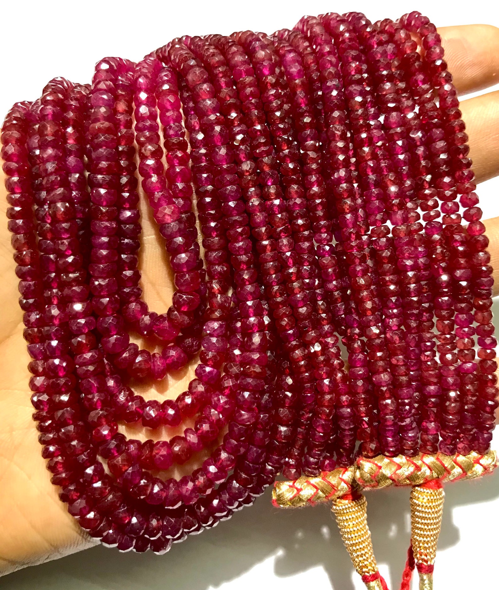 AAAA++ Quality~~rare Red Ruby Gemstone Beads Necklace Natural Mined ...