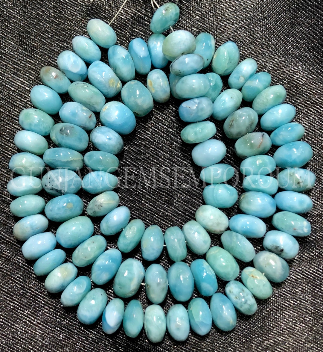 AAA Qualityblueish Larimar Smooth Rondelle Beads Natural Larimar ...