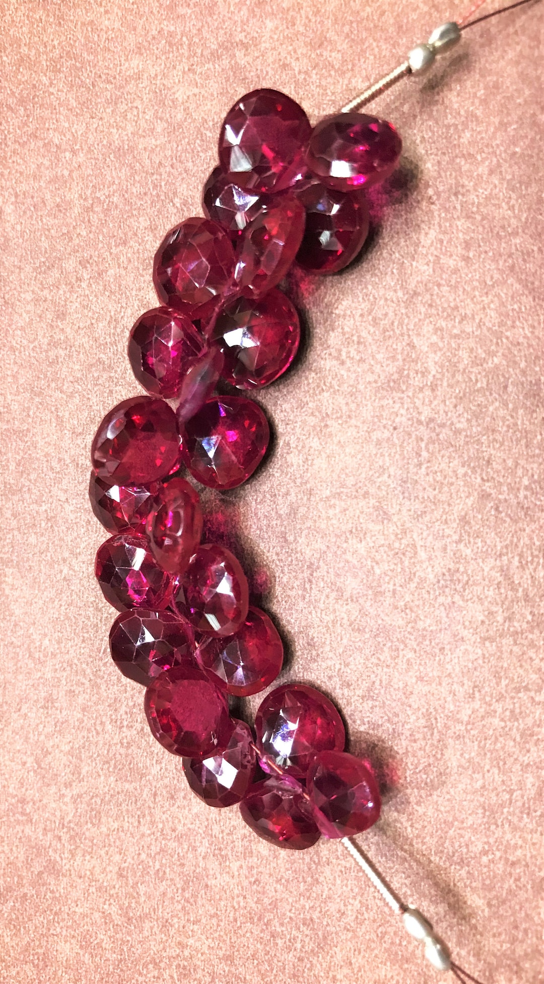 Ruby Color Corundum Faceted Beads 22 Pcs. Heart Shape 9-10mm Width 3 ...