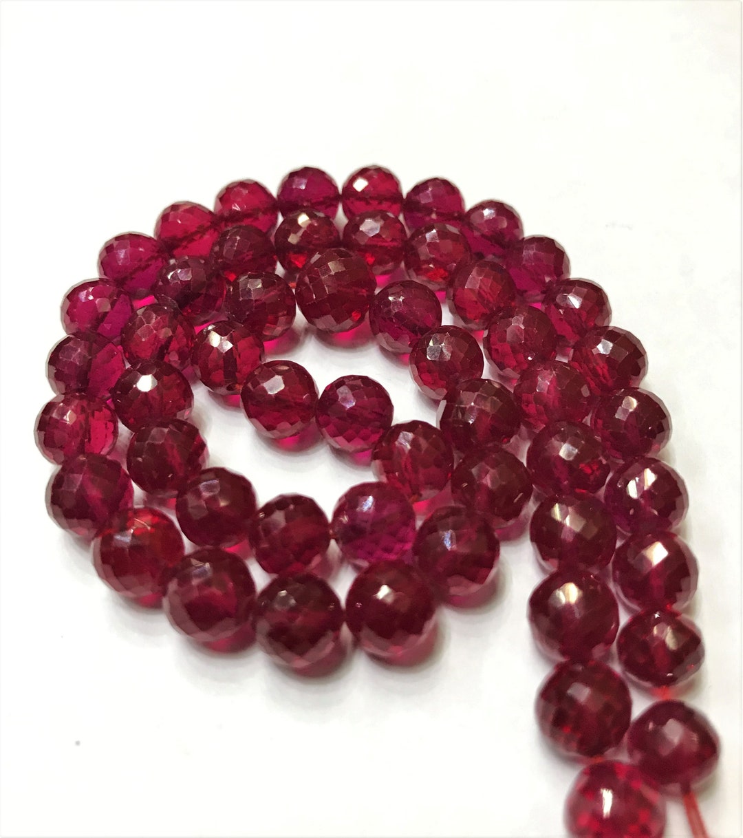 Natural RUBY CORUNDUM 8mm Balls.16" 8mm Round Shape Faceted Ruby Color ...
