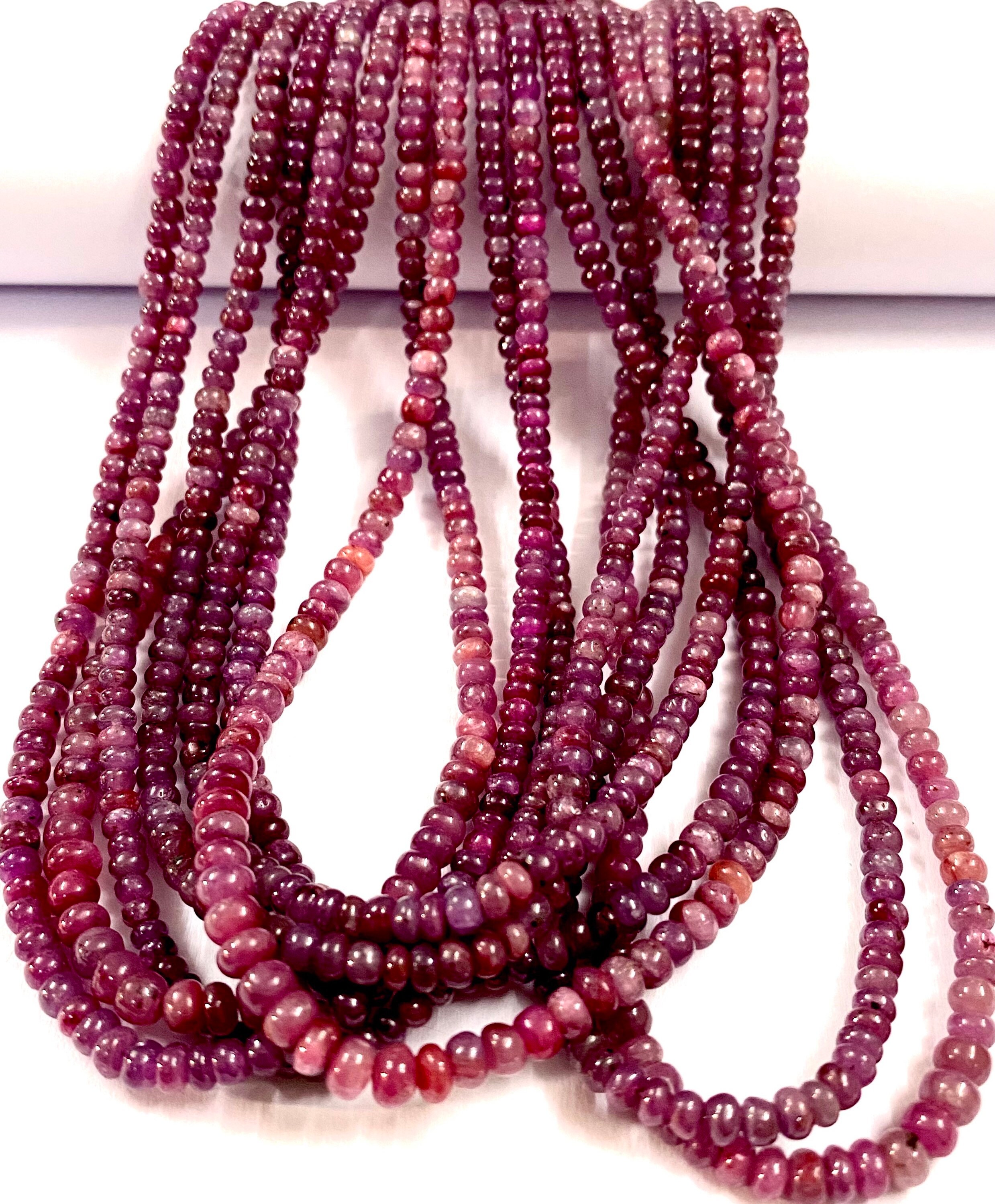 Very Rare~~african Pink Ruby Smooth Rondelle Beads Natural African Ruby ...