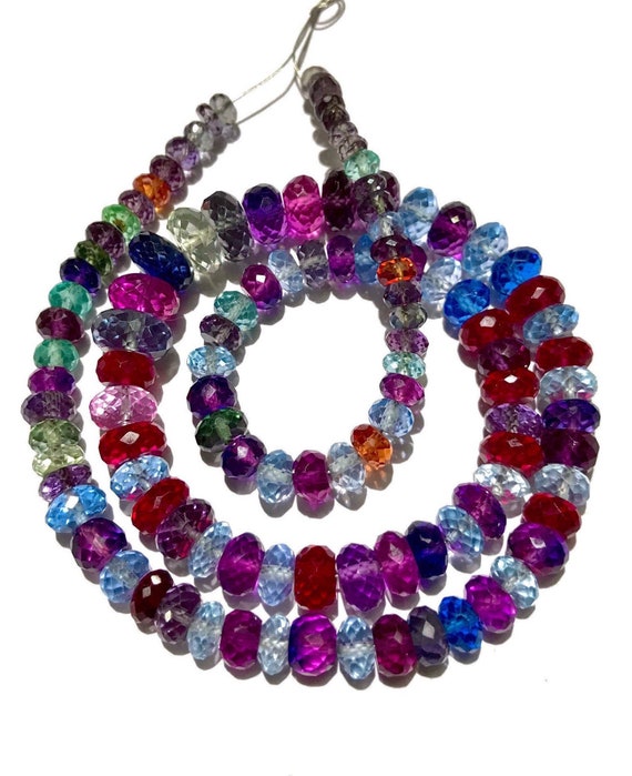 Buy Extremely Preciousaaa Multi Color Gemstone Beads Natural Multi Gems Faceted Rondelle Beads 5 10MM Precious Stone Beads 19wholesale Bead Online in India Etsy