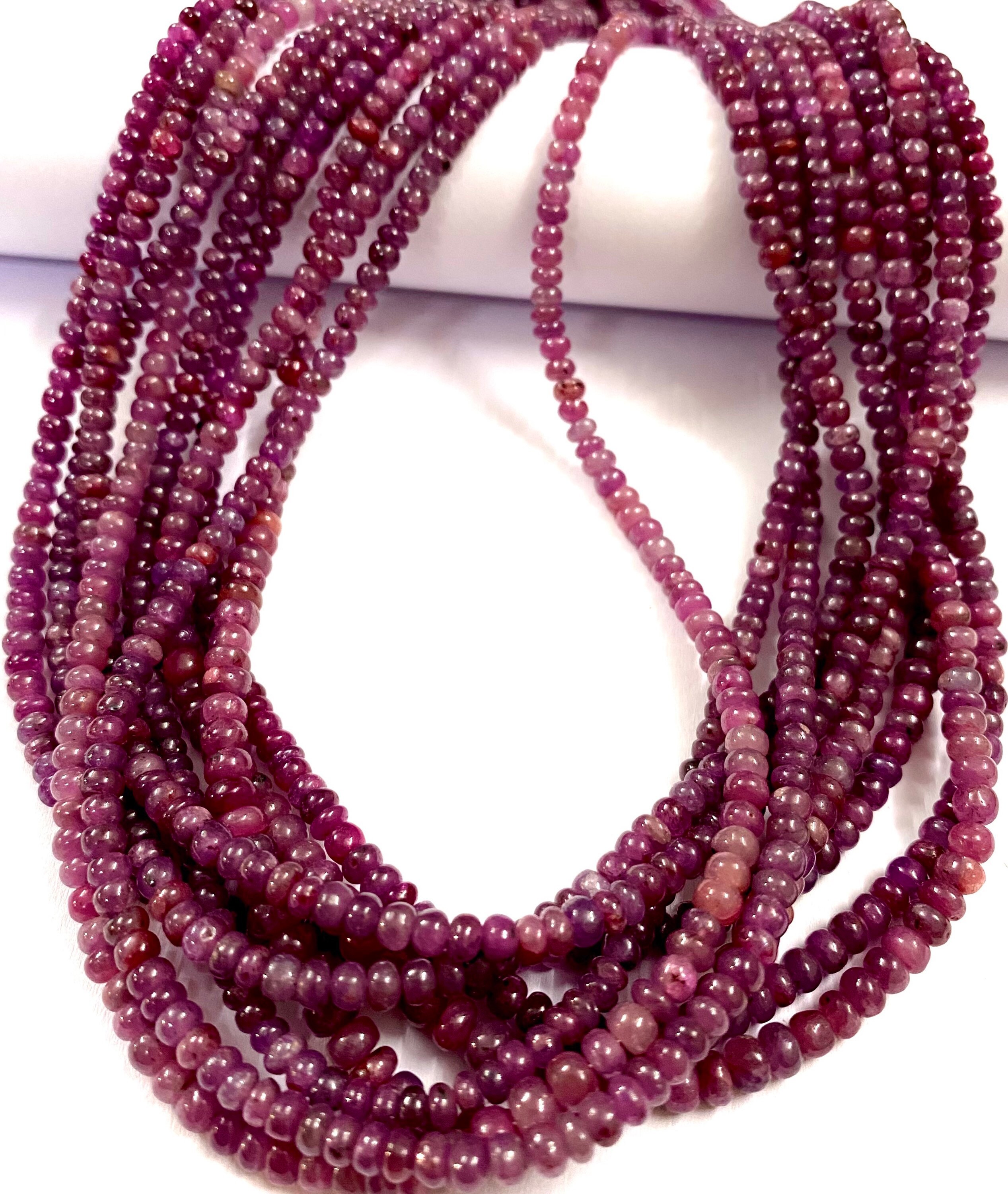 Very Rare~~african Pink Ruby Smooth Rondelle Beads Natural African Ruby ...