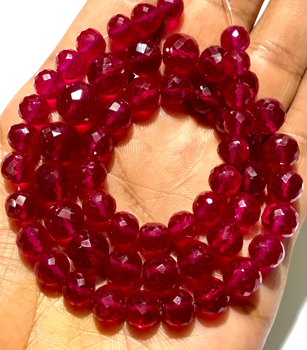 Sparkling~~aaaa+ Ruby Corundum Faceted Round Beads Ruby Gemstone Beads ...