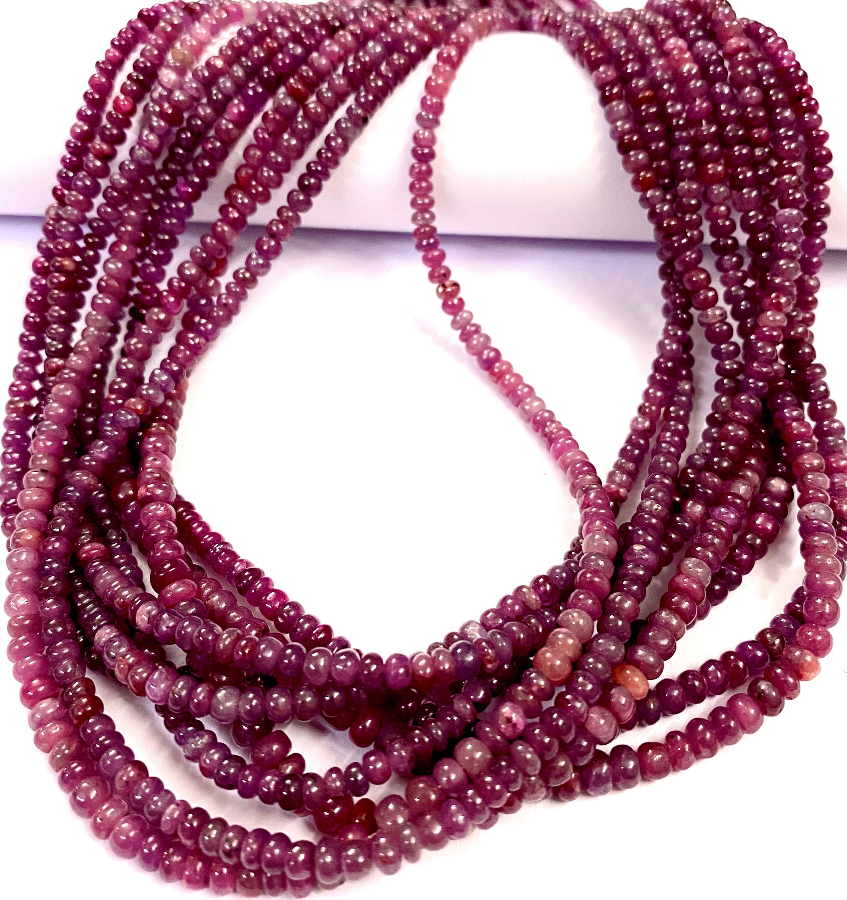 Very Rare~~african Pink Ruby Smooth Rondelle Beads Natural African Ruby ...