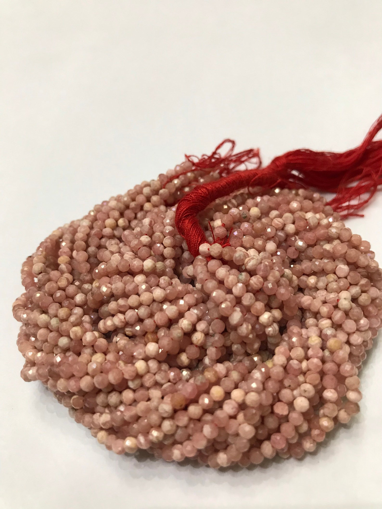 5 Strand of Natural Faceted Rhodonite Beads//rondelle Shape - Etsy