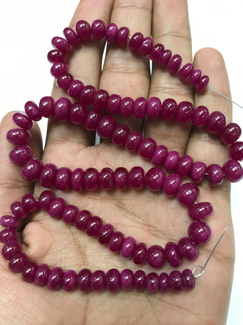 5-8mm PINK CORUNDUM Smooth Rondelles // 18 Rondelle - Etsy