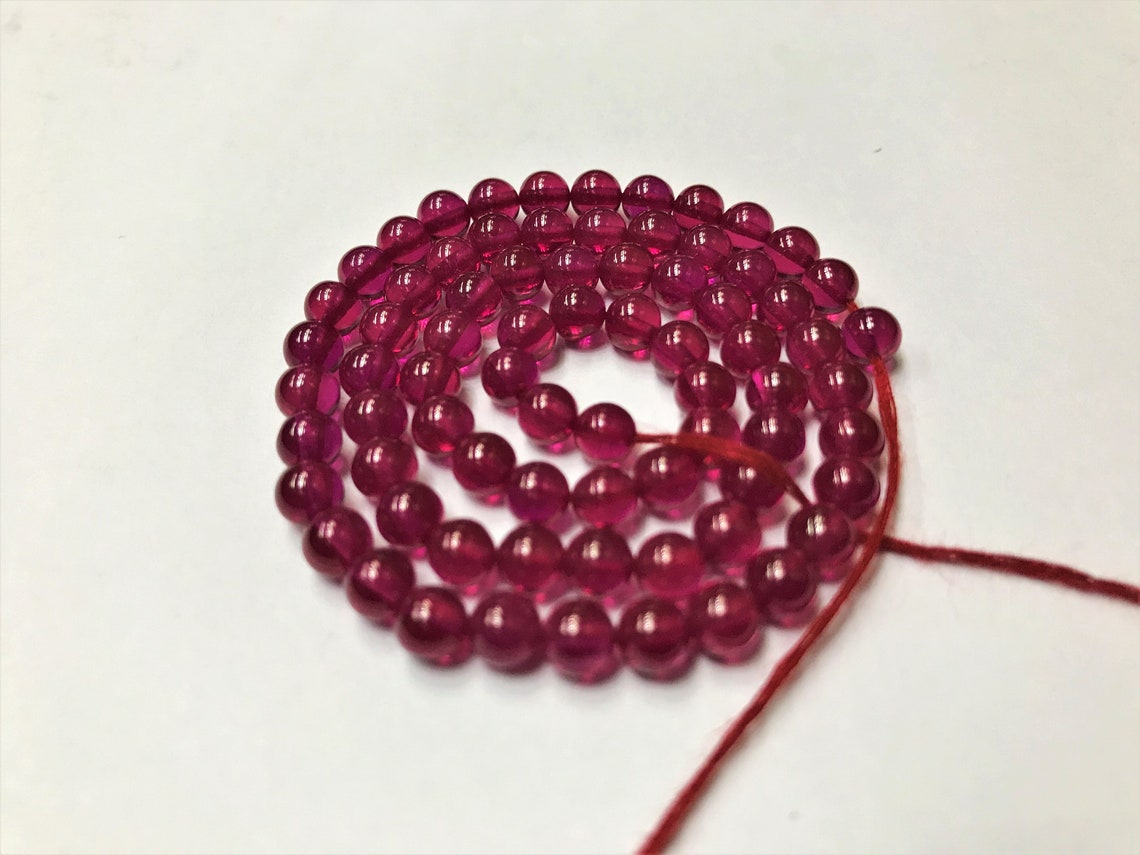5mm RUBY CORUNDUM Smooth Balls.sold at 5 Strands. 14" 5mm Round Smooth ...
