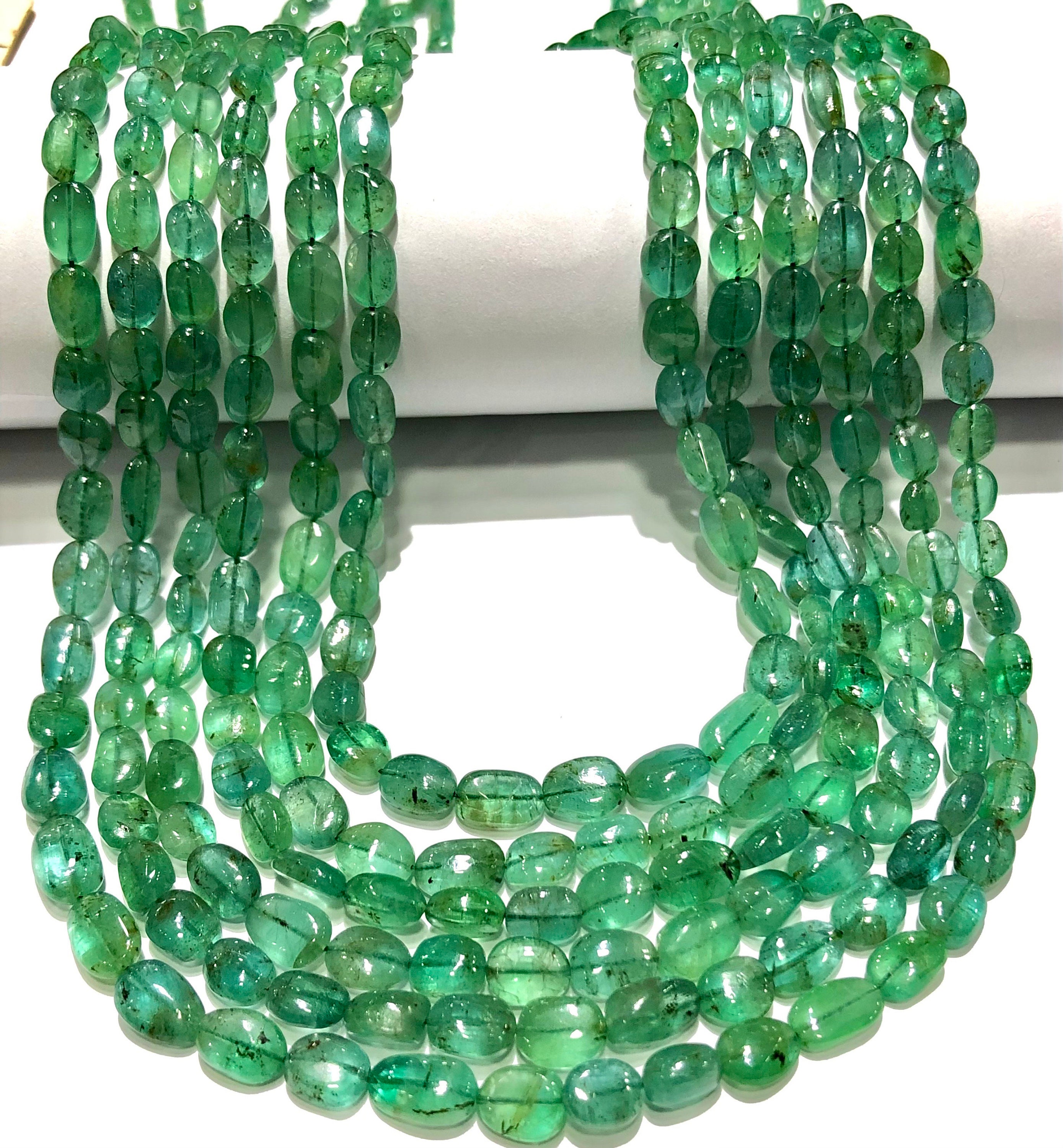 AAA+ Gorgeous~~earth Mined Green Emerald Smooth Nuggets Beads Natural ...
