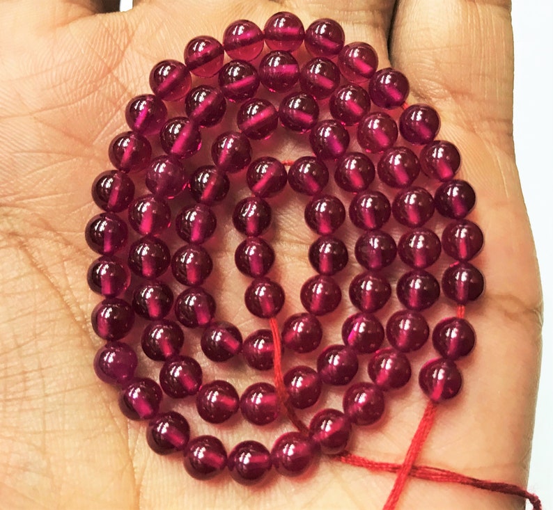 5mm RUBY CORUNDUM Smooth Balls.sold at 5 Strands. 14" 5mm Round Smooth ...