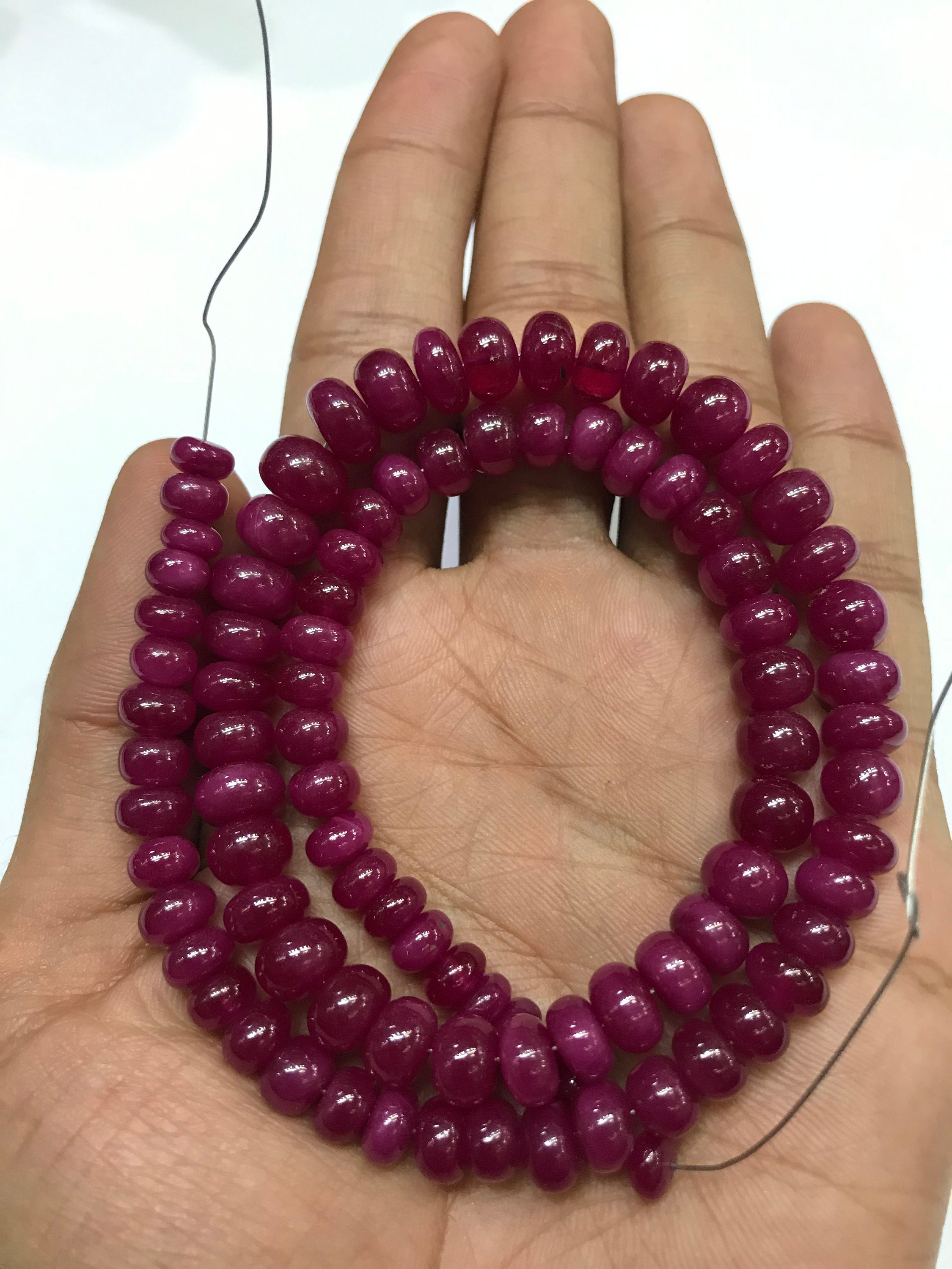 5-8mm PINK CORUNDUM Smooth Rondelles // 18 Rondelle - Etsy