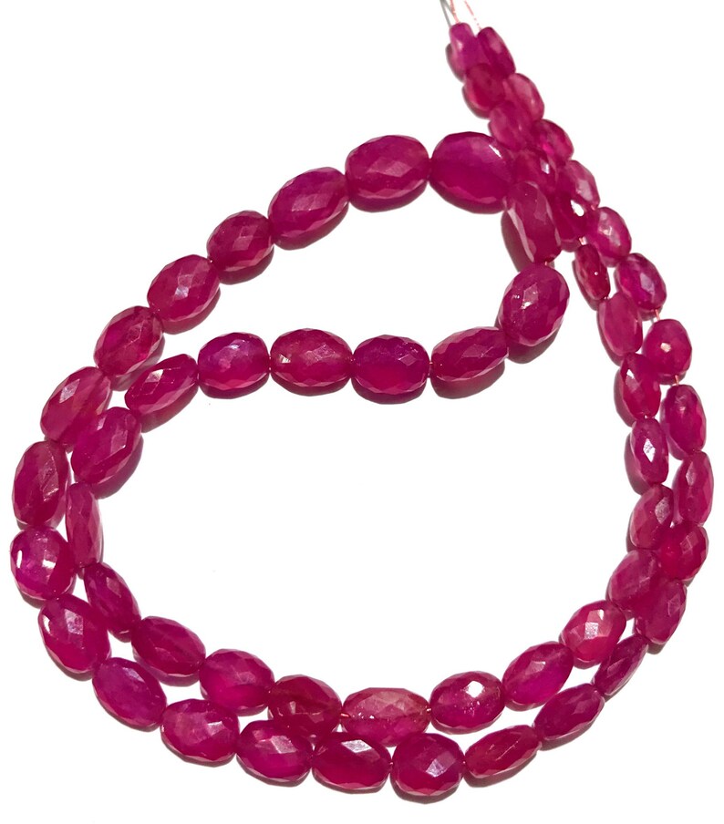 AAA+ Pink Ruby Faceted Oval Shape Beads Natural Pink Ruby 6mm to 10mm ...