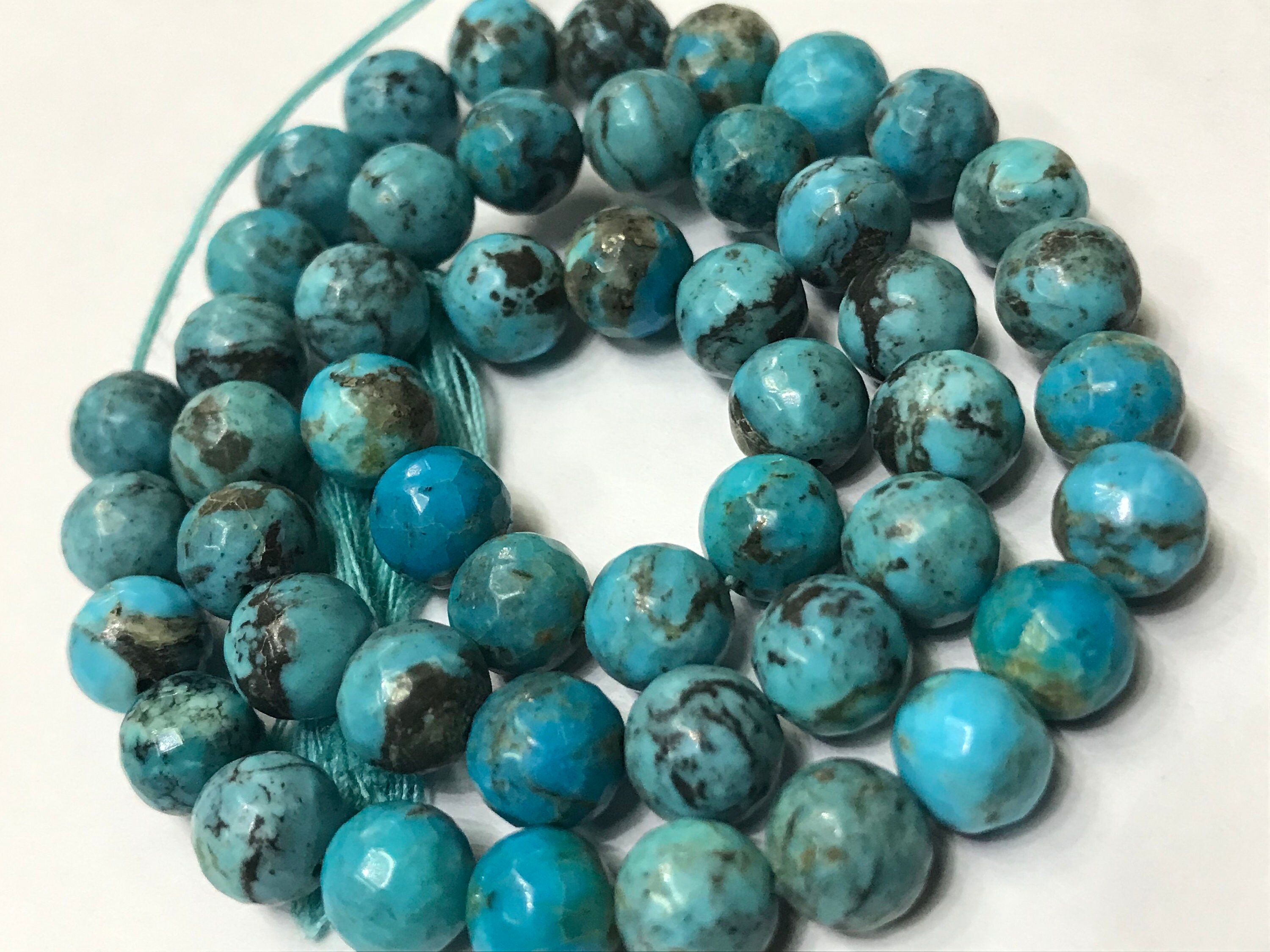 7mm Unique Natural Arizona Turquoise Faceted Gemstone Beads //14" 7mm ...
