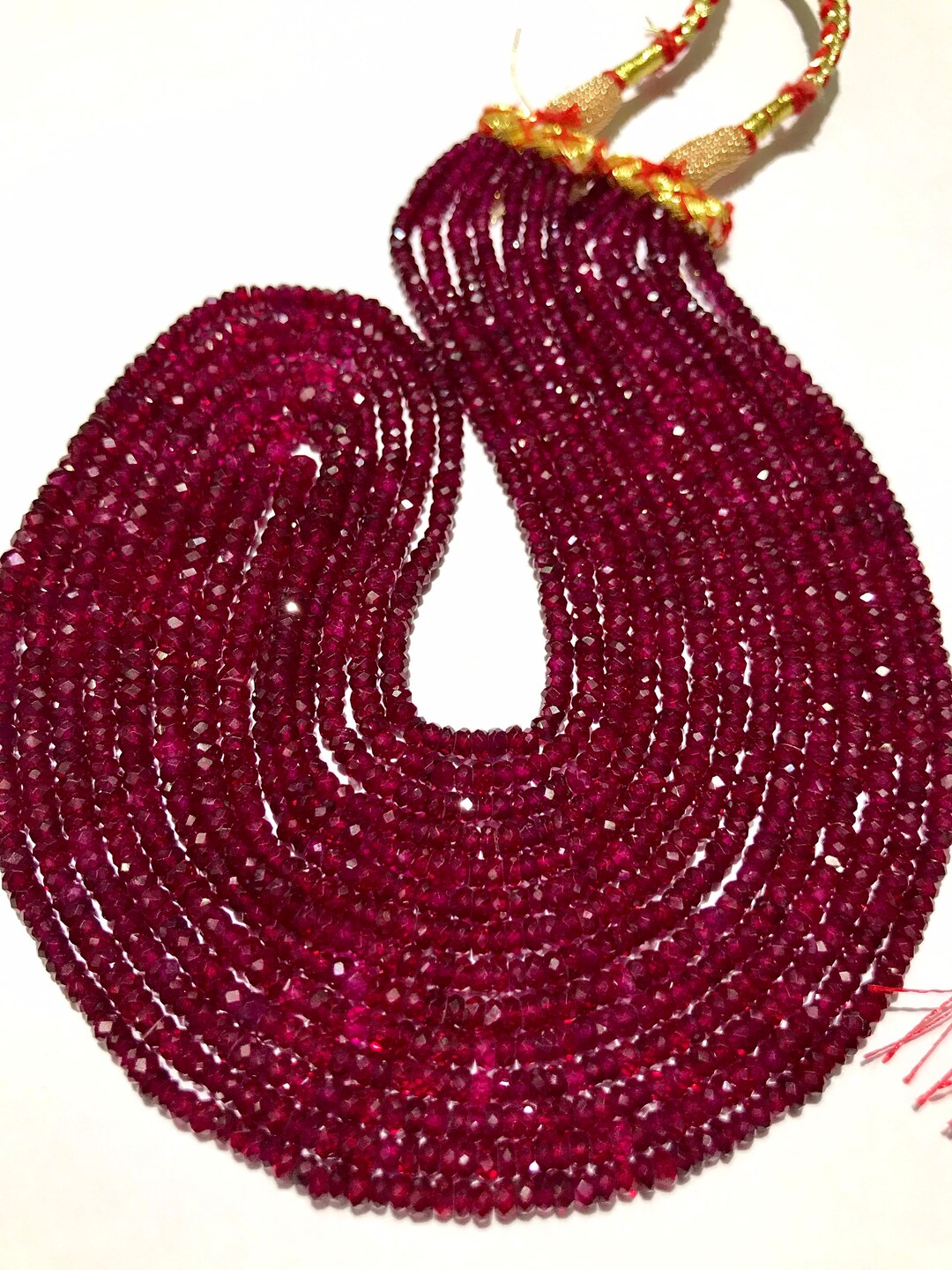 GIA Certified~longido Mined Ruby 3-4 Beads 7 Layer Longido Ruby ...