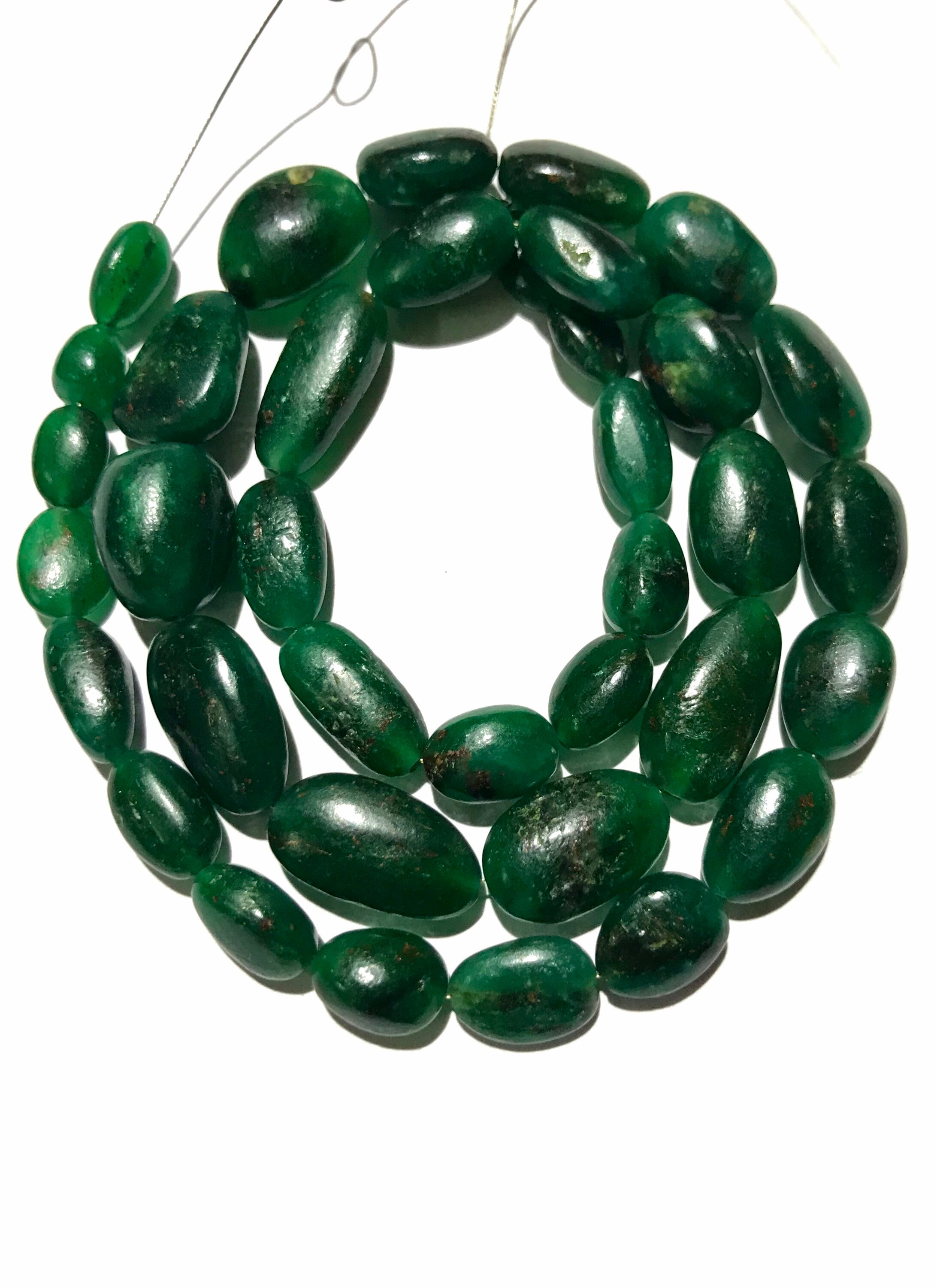 Natural Dark Emerald Smooth Unusual Shape Beads Emerald - Etsy UK