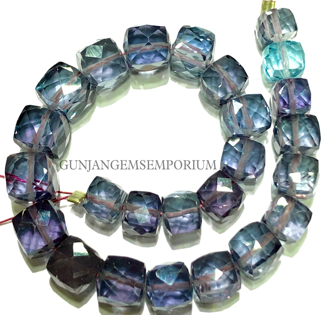 AAA+ Alexandrite Faceted Cube Shape Beads Faceted Alexandrite Box Color ...
