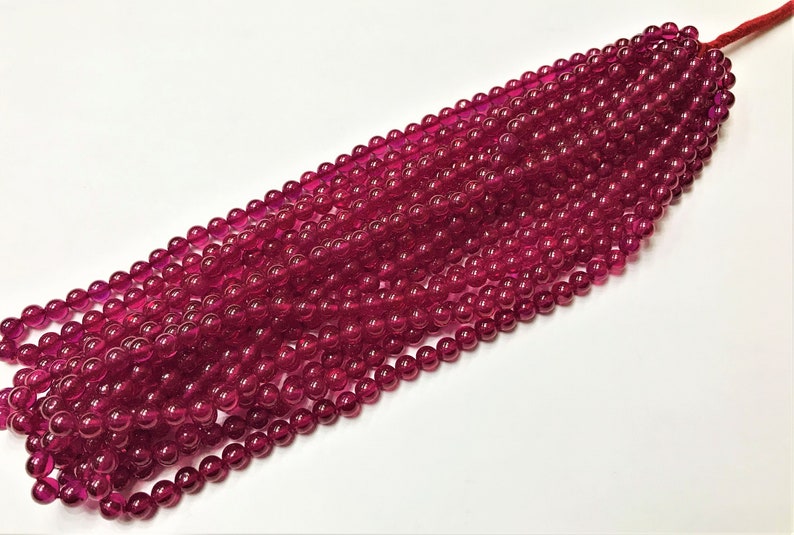 5mm RUBY CORUNDUM Smooth Balls.sold at 5 Strands. 14" 5mm Round Smooth ...