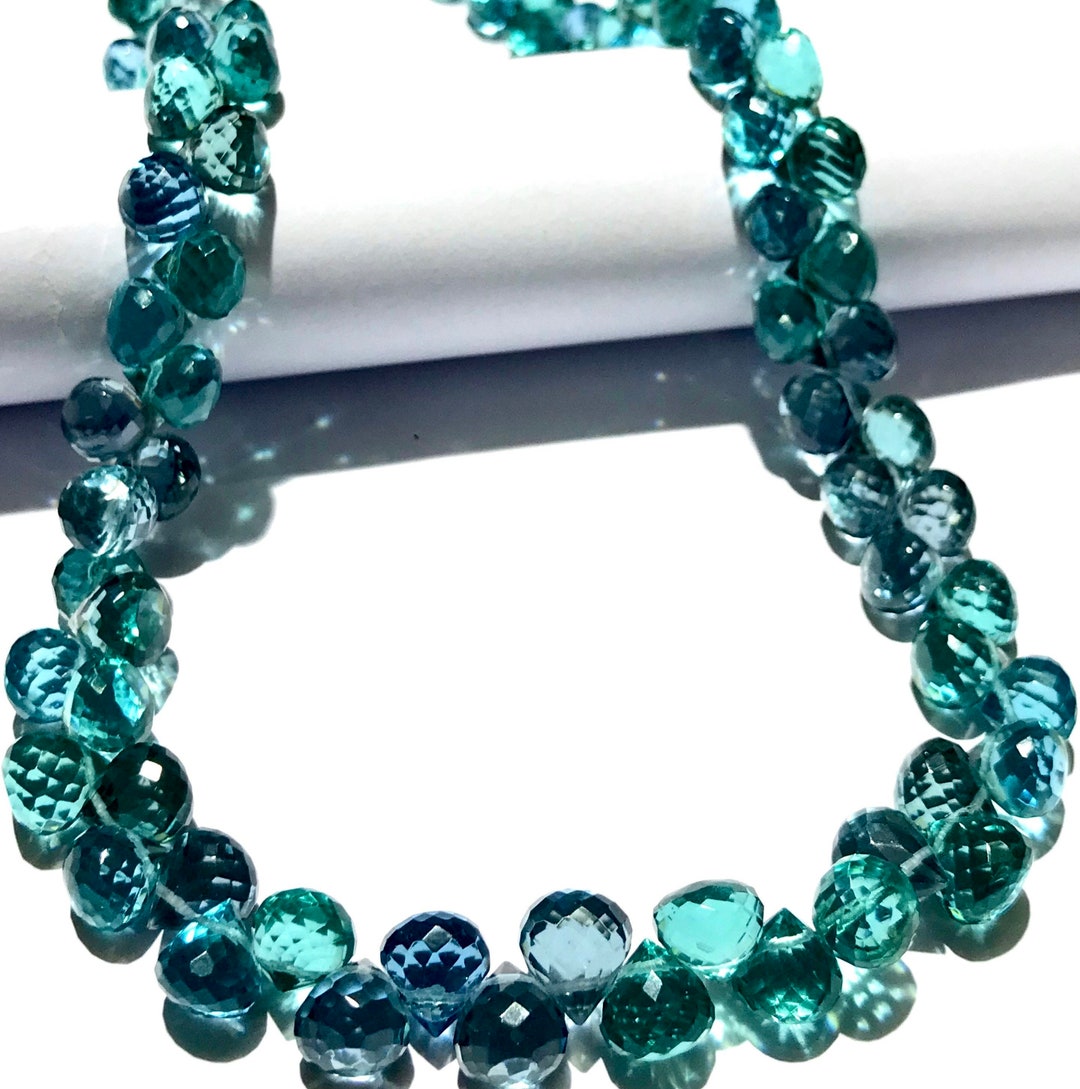 Rarest~~aaaa+ Neon Blueish Green Topaz Faceted Onion Beads London Blue ...