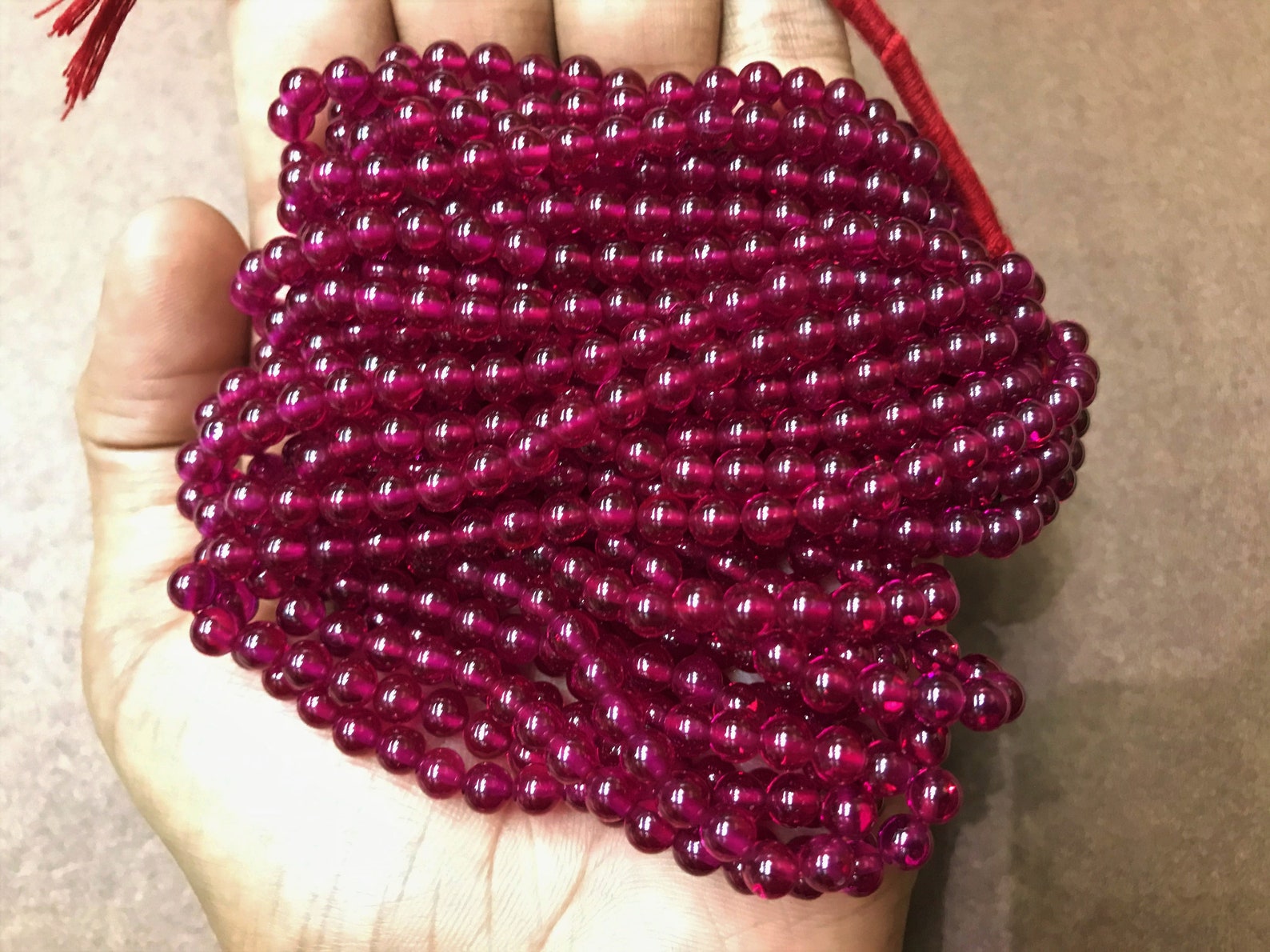 5mm RUBY CORUNDUM Smooth Balls.sold at 5 Strands. 14" 5mm Round Smooth ...