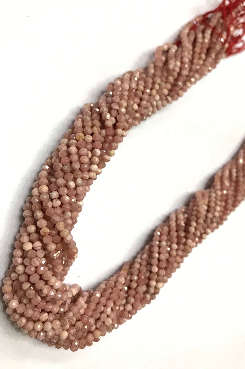 5 Strand of Natural Faceted Rhodonite Beads//rondelle Shape - Etsy