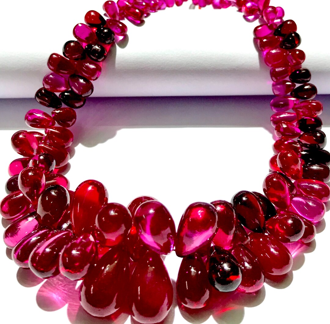 AAAA+ Quality Pink Ruby Smooth Teardrops Beads Pink Ruby Gemstone Beads ...