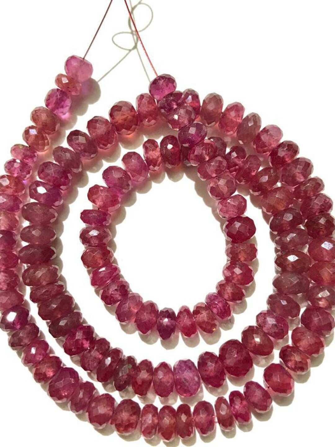 AAA+ Extremely Gorgeous••pink Ruby Beads••faceted 6-7 Mm Rondelle Shape ...