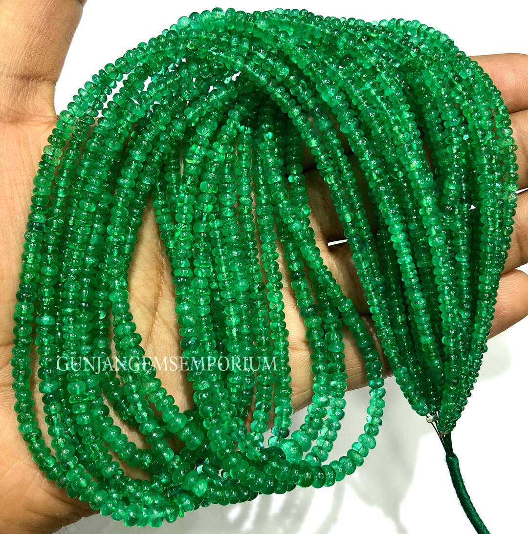Natural Zambian Emerald Smooth Beads AA Transparent Green Emerald ...