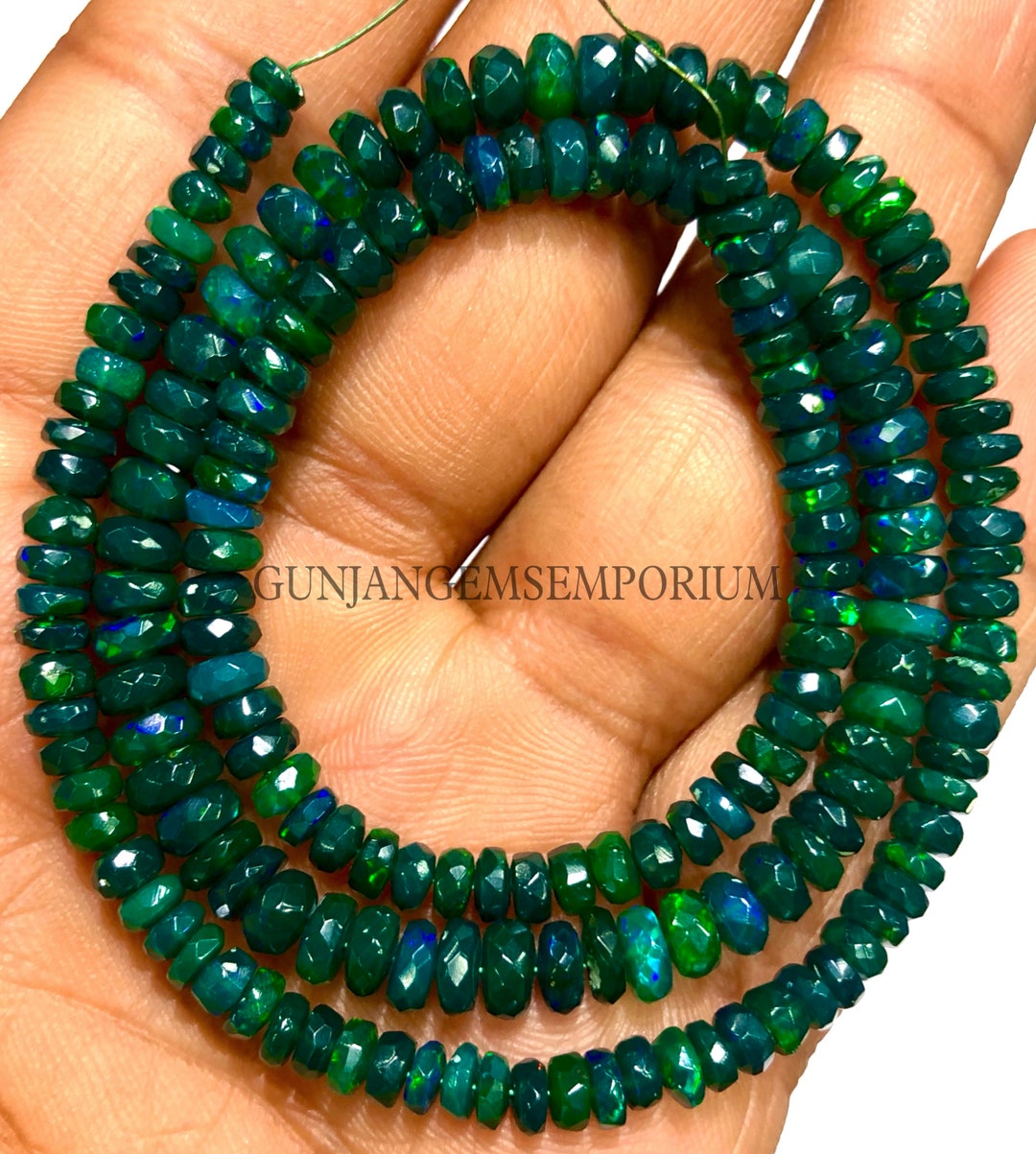 Rare~aaa+ Dark Green Ethiopian Opal Faceted Beads Natural Opal Rondelle Beads Faceted Opal Beads ...