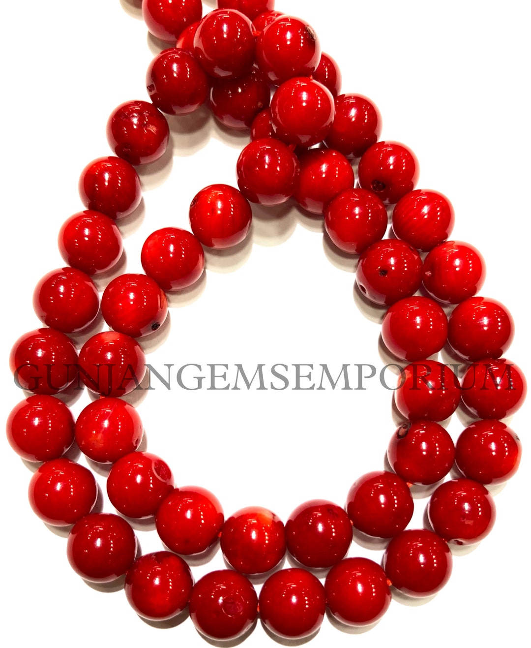 AAA+ Tested Coral Smooth Round Beads Natural Coral 8mm Beads Cherry Red ...