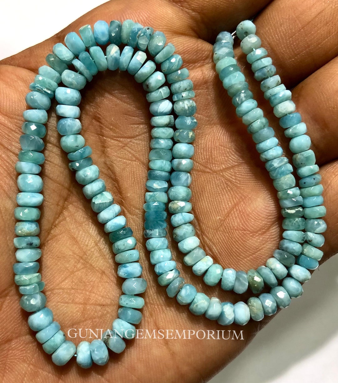 AAA+ Larimar Beads Larimar Faceted Rondelle Beads Blue Larimar Rondelle ...