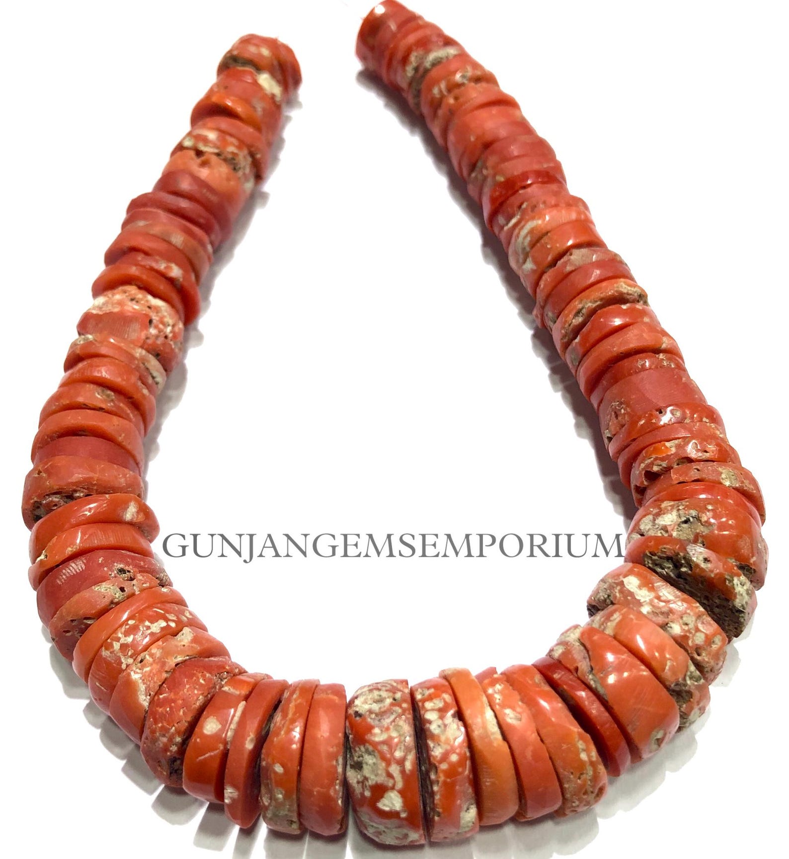 Jumbo Raw Coral Heishi Beads Unpolished Untreated 100% Natural Orange ...