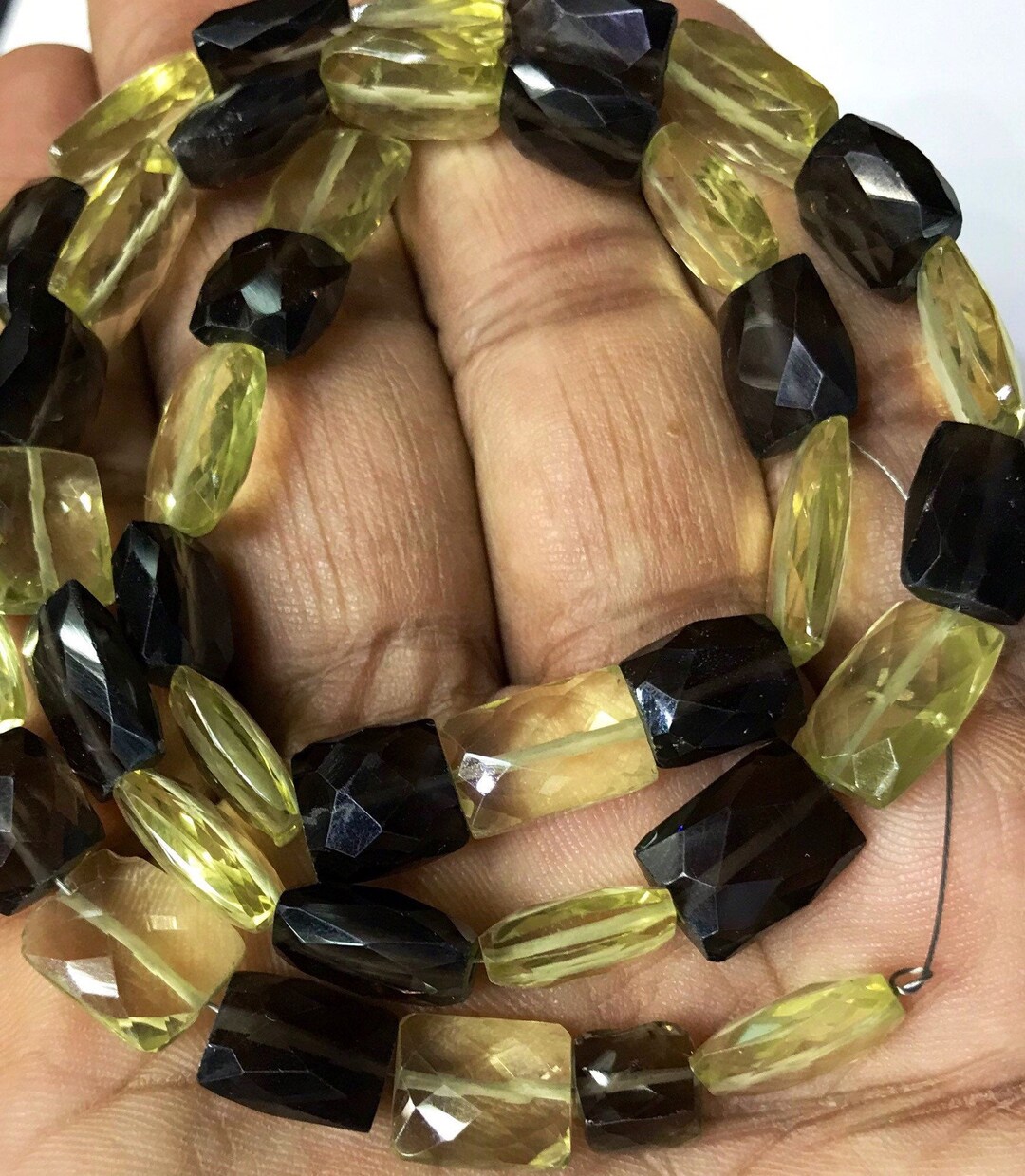 BUMPER SALE! Natural Bio Lemon Checker Cutting Faceted Chicklet Beads 8 ...