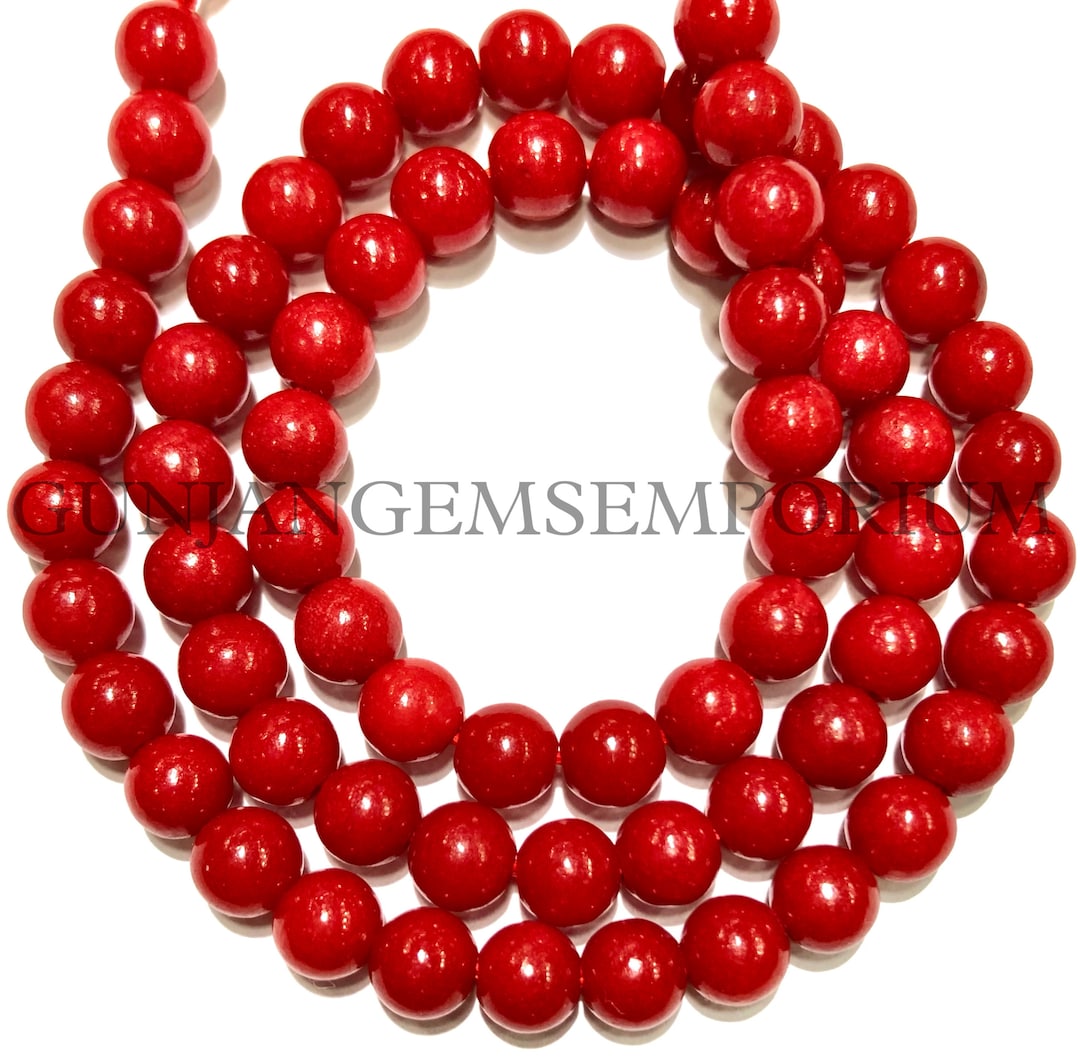 AAA+ Tested Coral Smooth Round Beads Natural Coral 6mm Beads Cherry Red ...