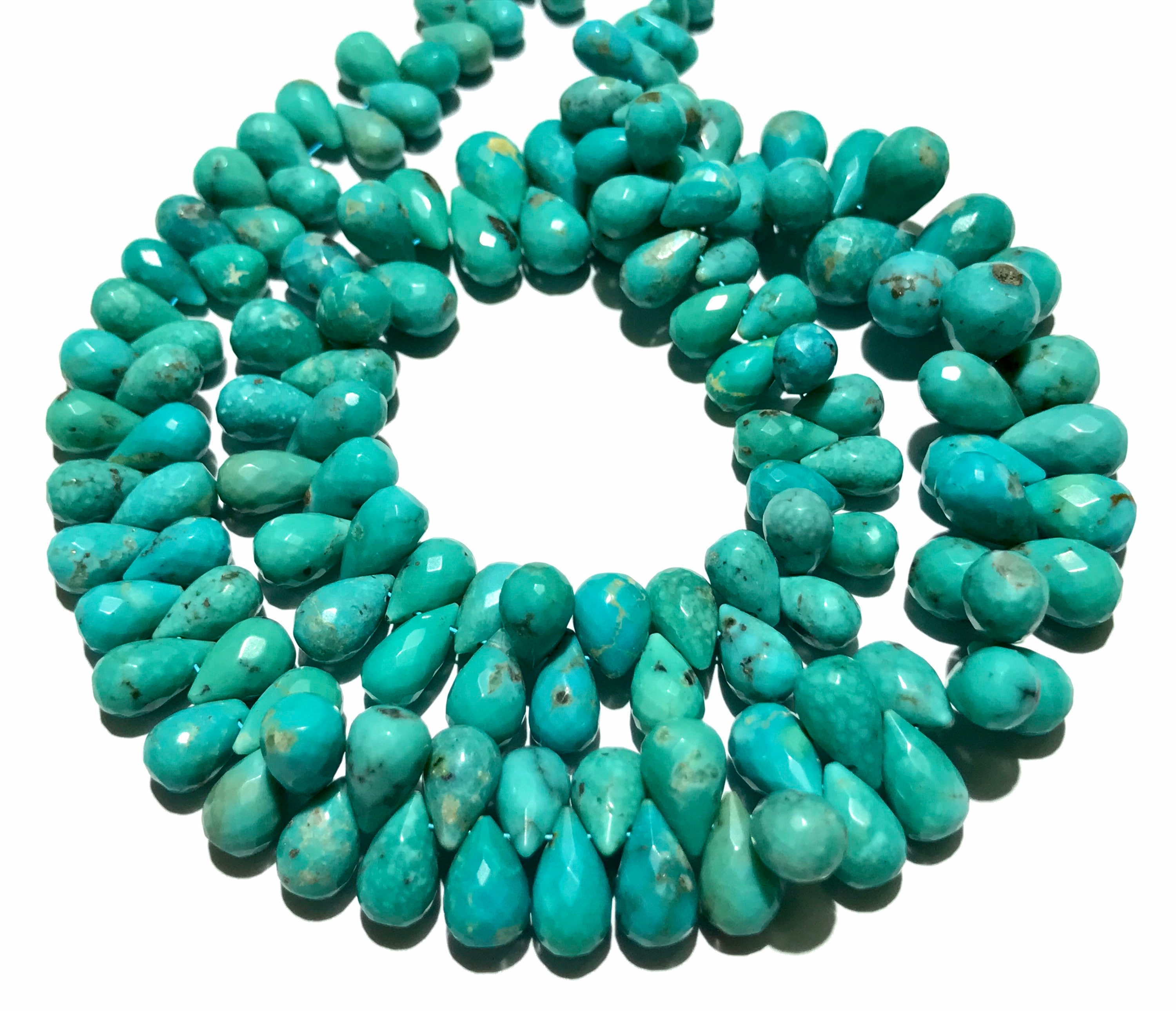 Natural Turquoise Faceted Teardrops Beads 5mm to 8mm Arizona | Etsy