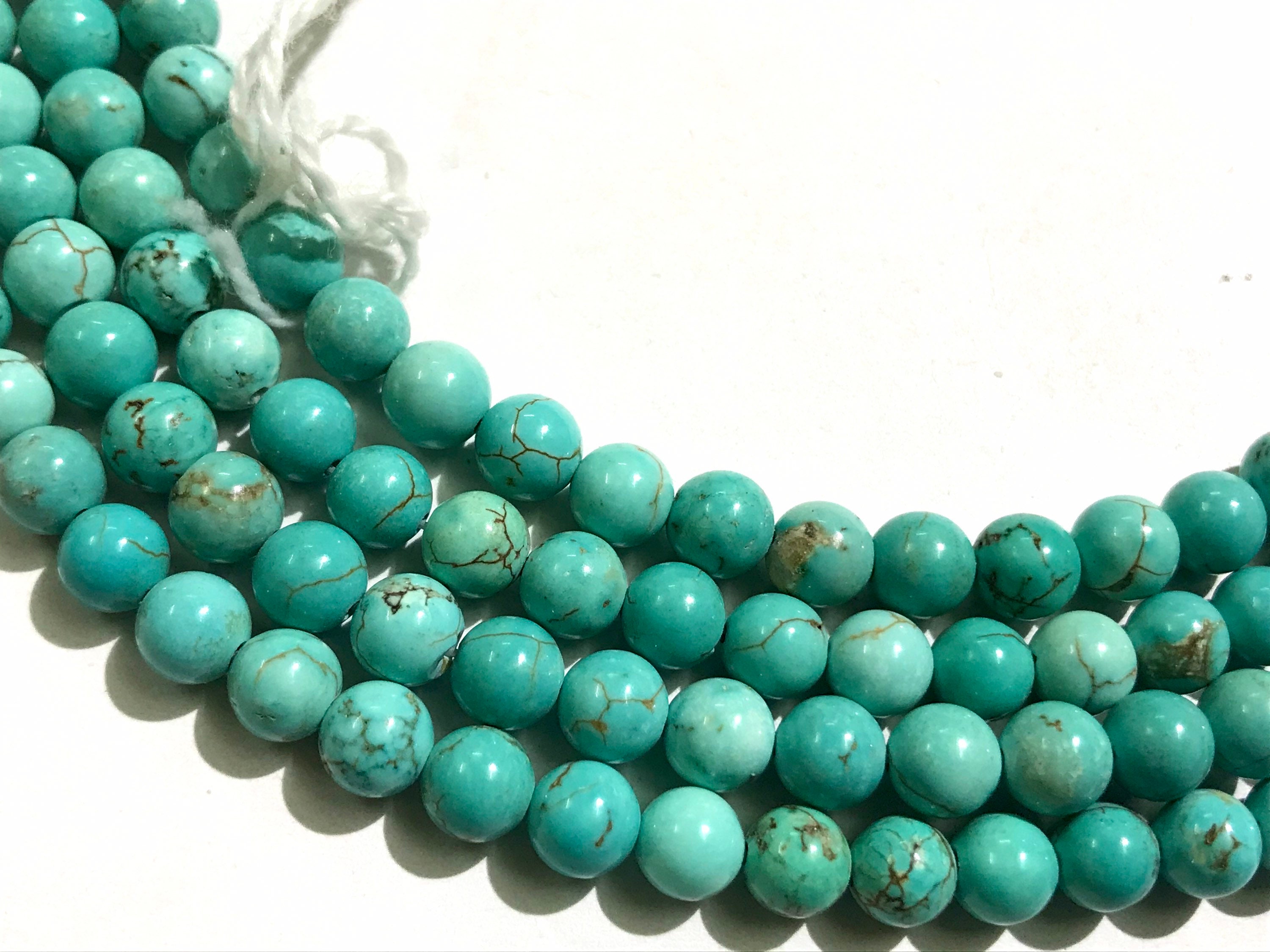 Natural Turquoise Heated6mm Balls 1mm Hole /6mm Turquoise | Etsy