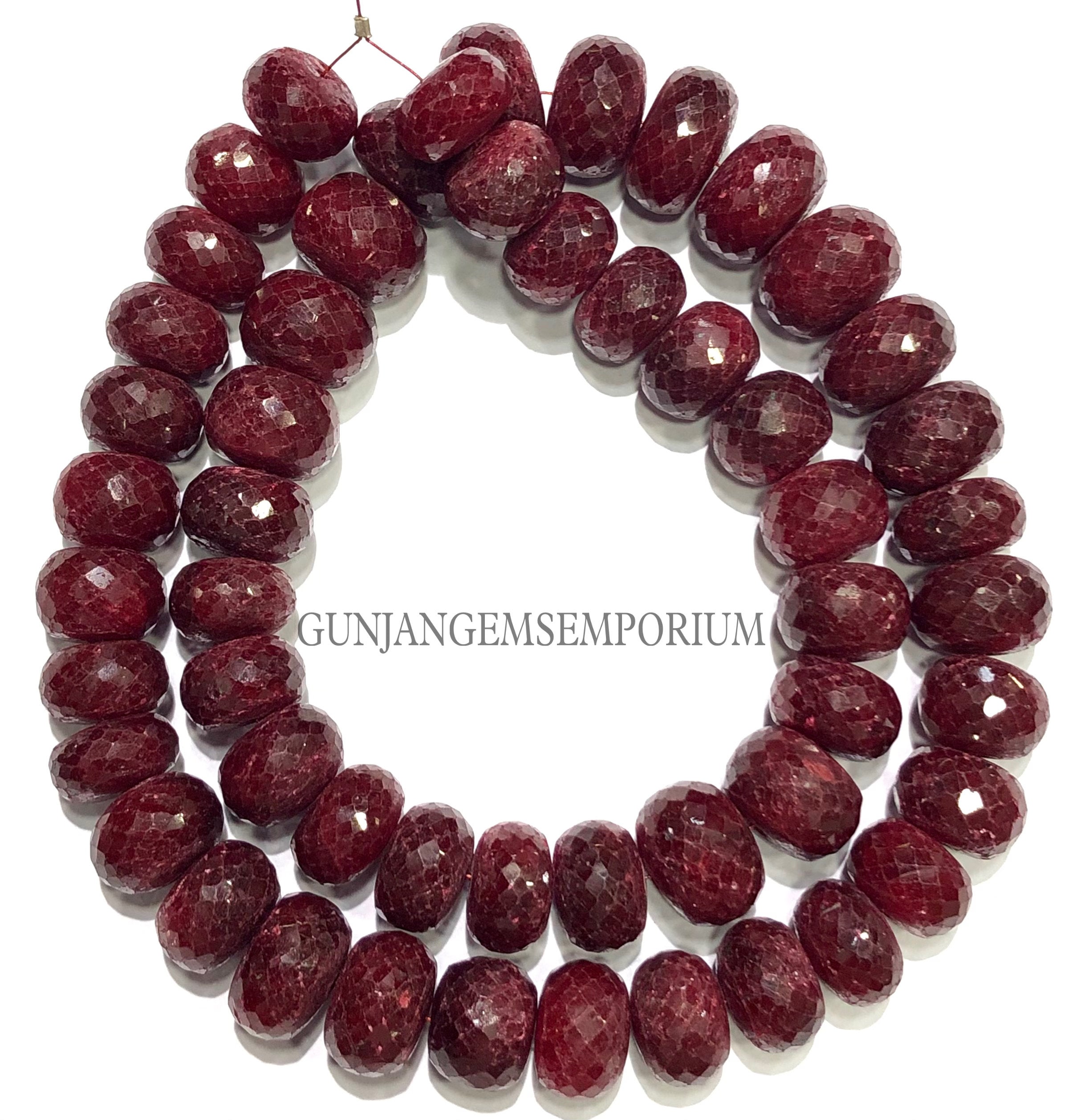 Natural Ruby Beads Natural Dark Red Ruby Faceted Rondelle Beads Faceted ...