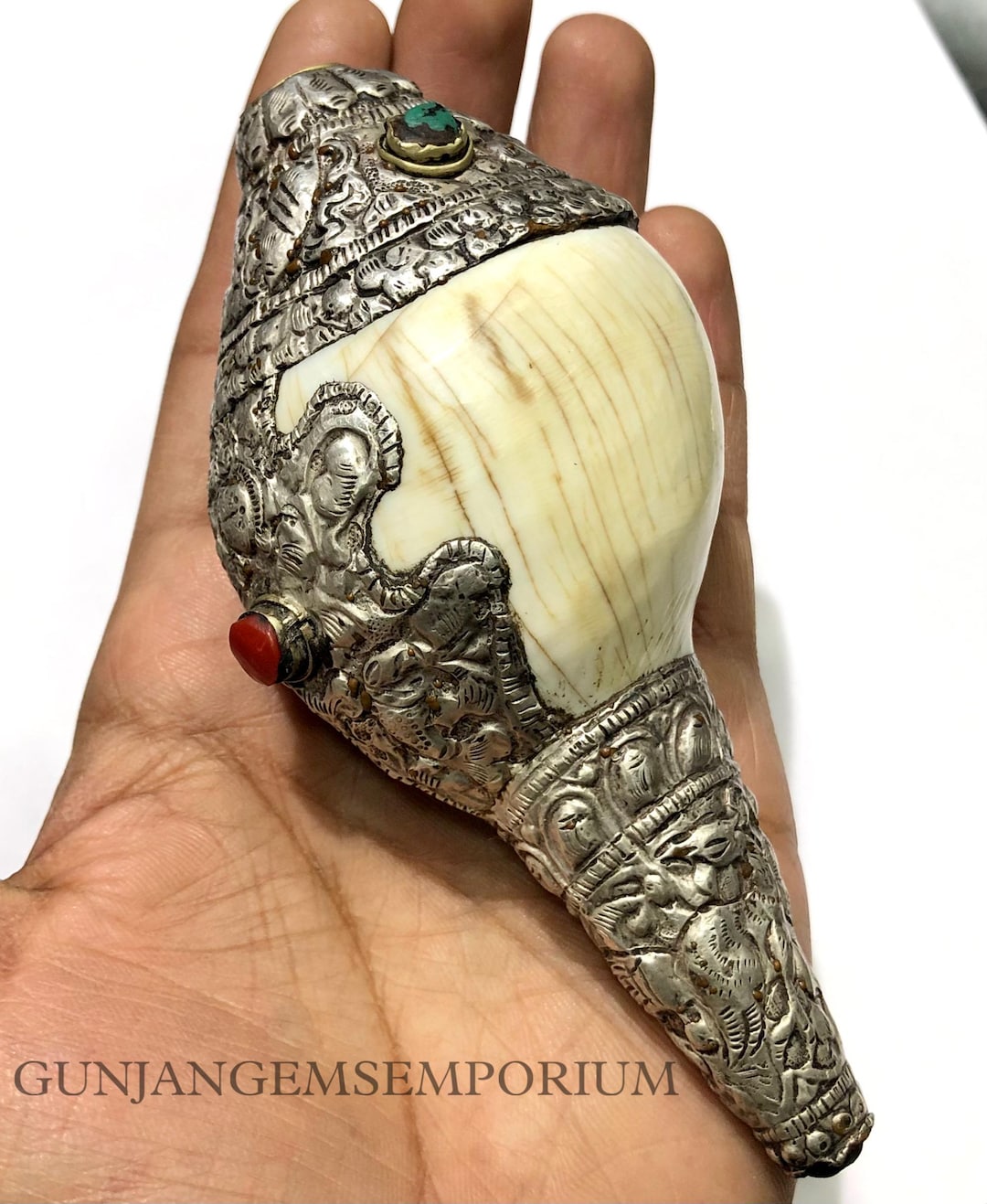 Beautiful Ancient 999 Silver Shankh Natural Sterling Silver Antique ...