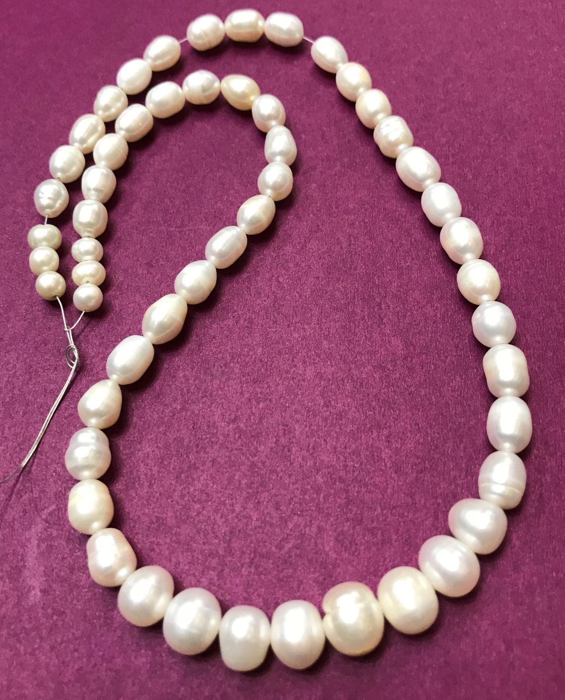 18" Pearl Capsule Shape Beads 9*10mm Height. Smooth AAA+ Quality Pearl ...