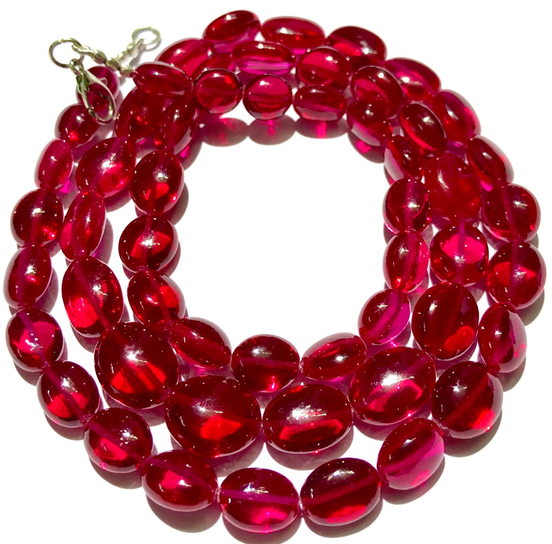 AAAA++ Sparkling Quality~~ Ruby Corundum Beads Ruby Corundum Smooth Oval Shape Beads Red Ruby ...