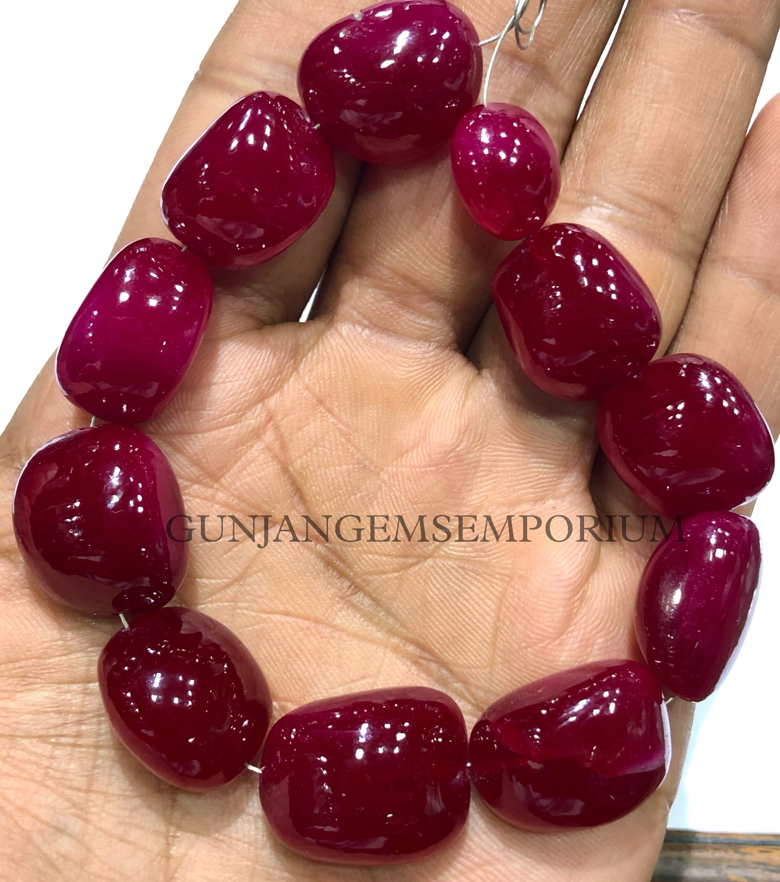 AAAA+ Rare~~pink Ruby Smooth Nuggets Natural Ruby Gemstone Beads 7 ...