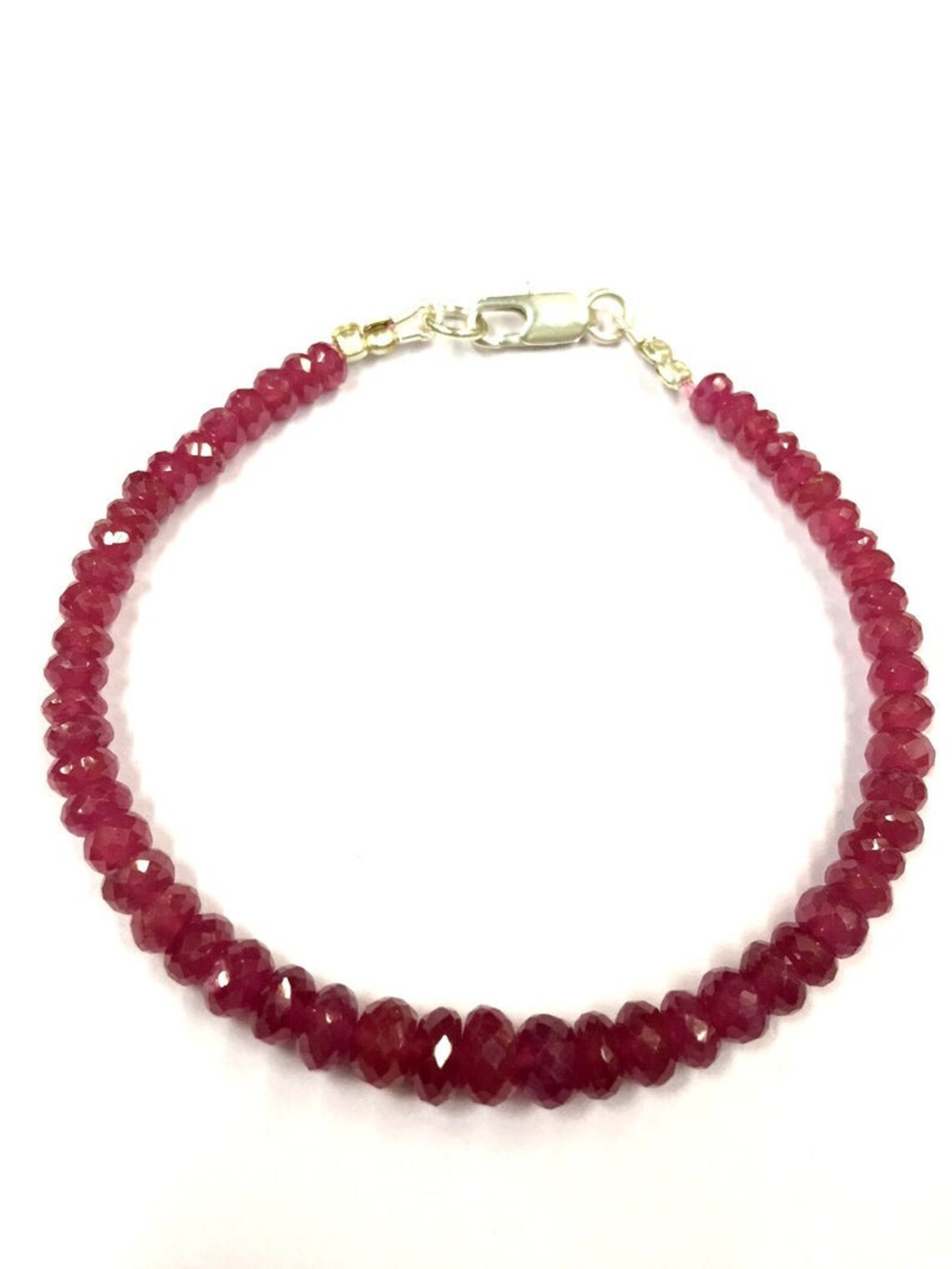 Natural Faceted Ruby Bracelet Dainty Bracelet Ruby Faceted Gemstone ...