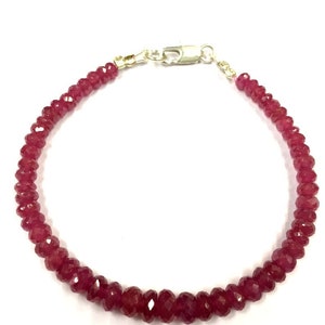 Natural Faceted Ruby Bracelet Dainty Bracelet Ruby Faceted Gemstone ...