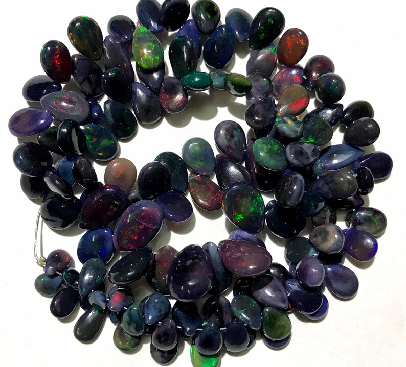 AAAA Black Ethiopian Opal Smooth Almonds/5-78-11 MM WH Pear | Etsy
