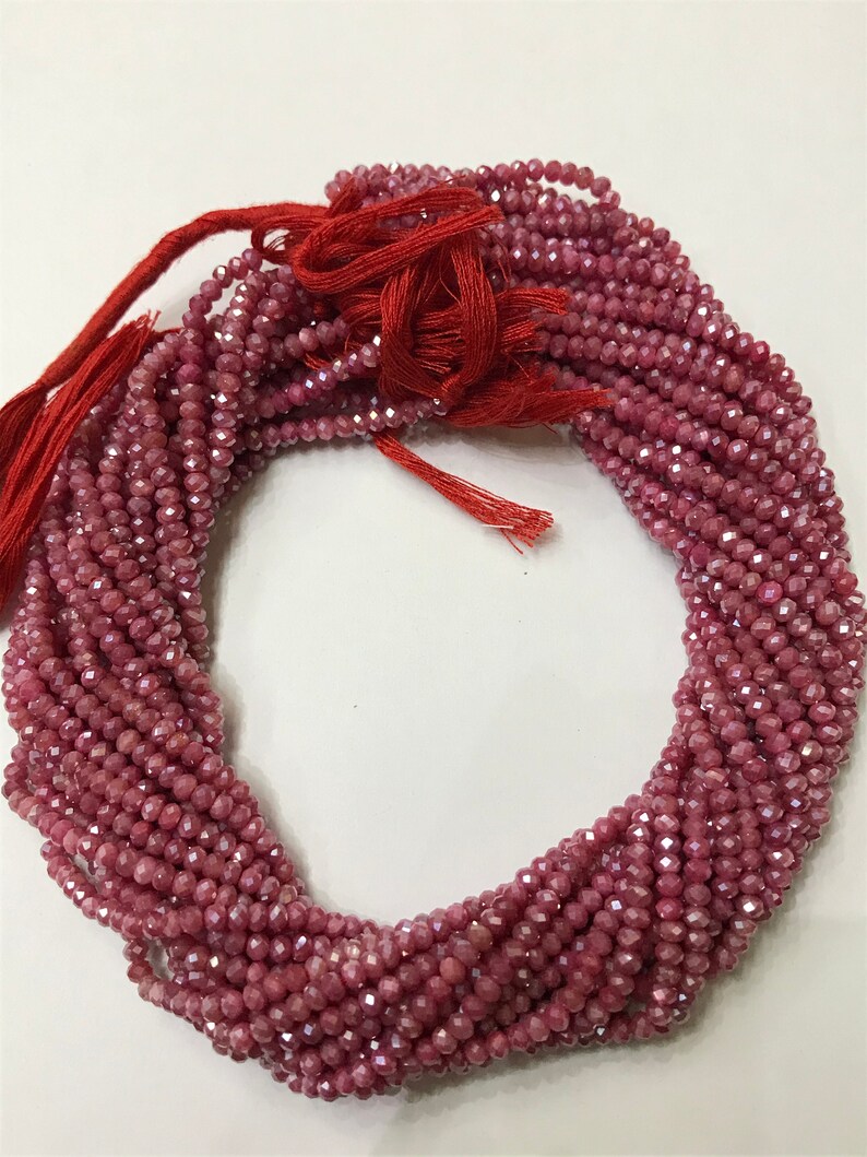 Exclusive 5 Strand Ruby Corundum Coated Faceted Micro Cut | Etsy