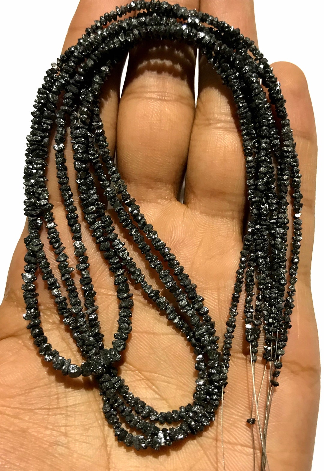 Cuentas de diamantes 100% naturales Chips de diamante negro AAAA ...