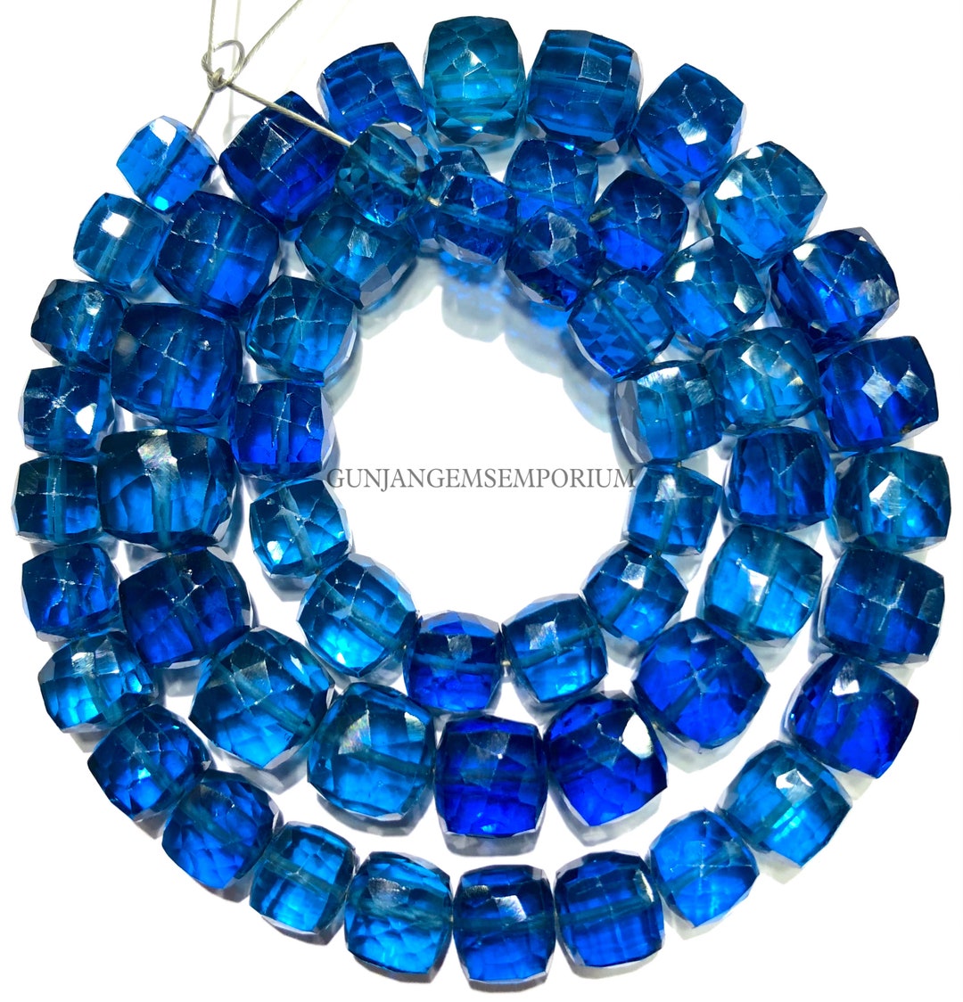 AAA+ Blue Spinel Beads Neon Blue Spinel Faceted Cube Beads Faceted ...