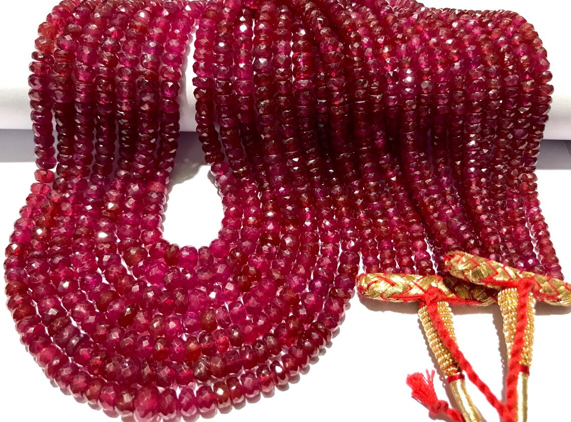 AAAA++ Quality~~rare Red Ruby Gemstone Beads Necklace Natural Mined ...