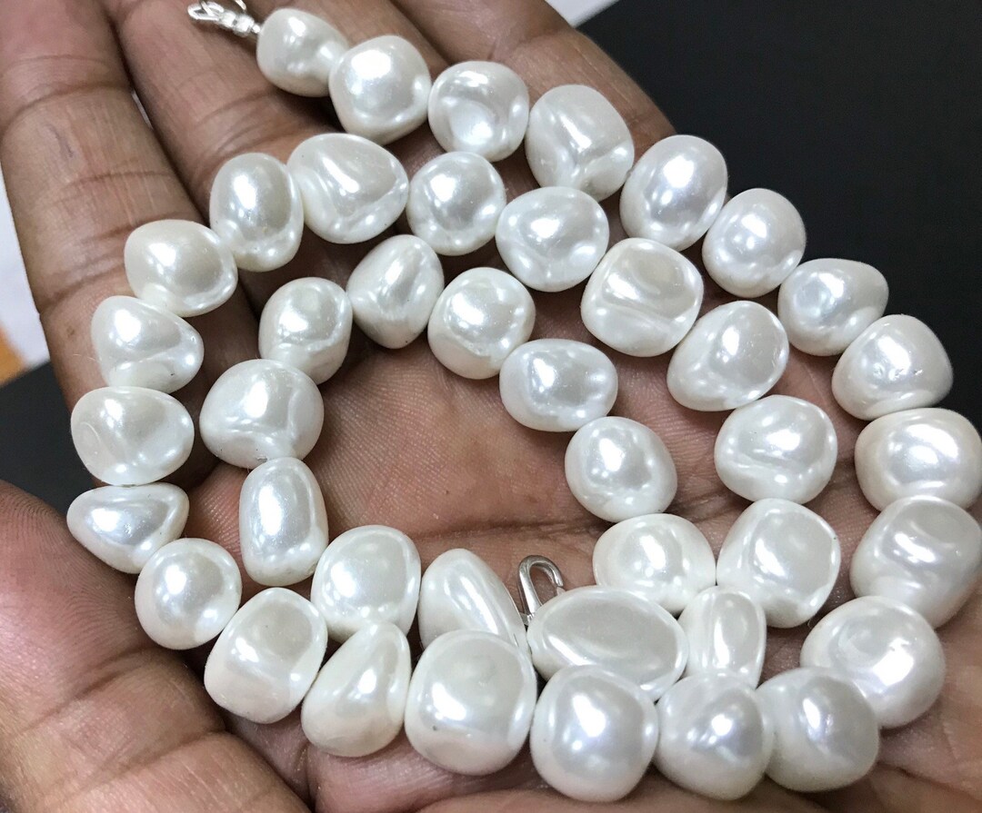 18”pearl White Nuggets Shape Beads Smooth AAA+ Quality Pearl 10*13 Mmw ...
