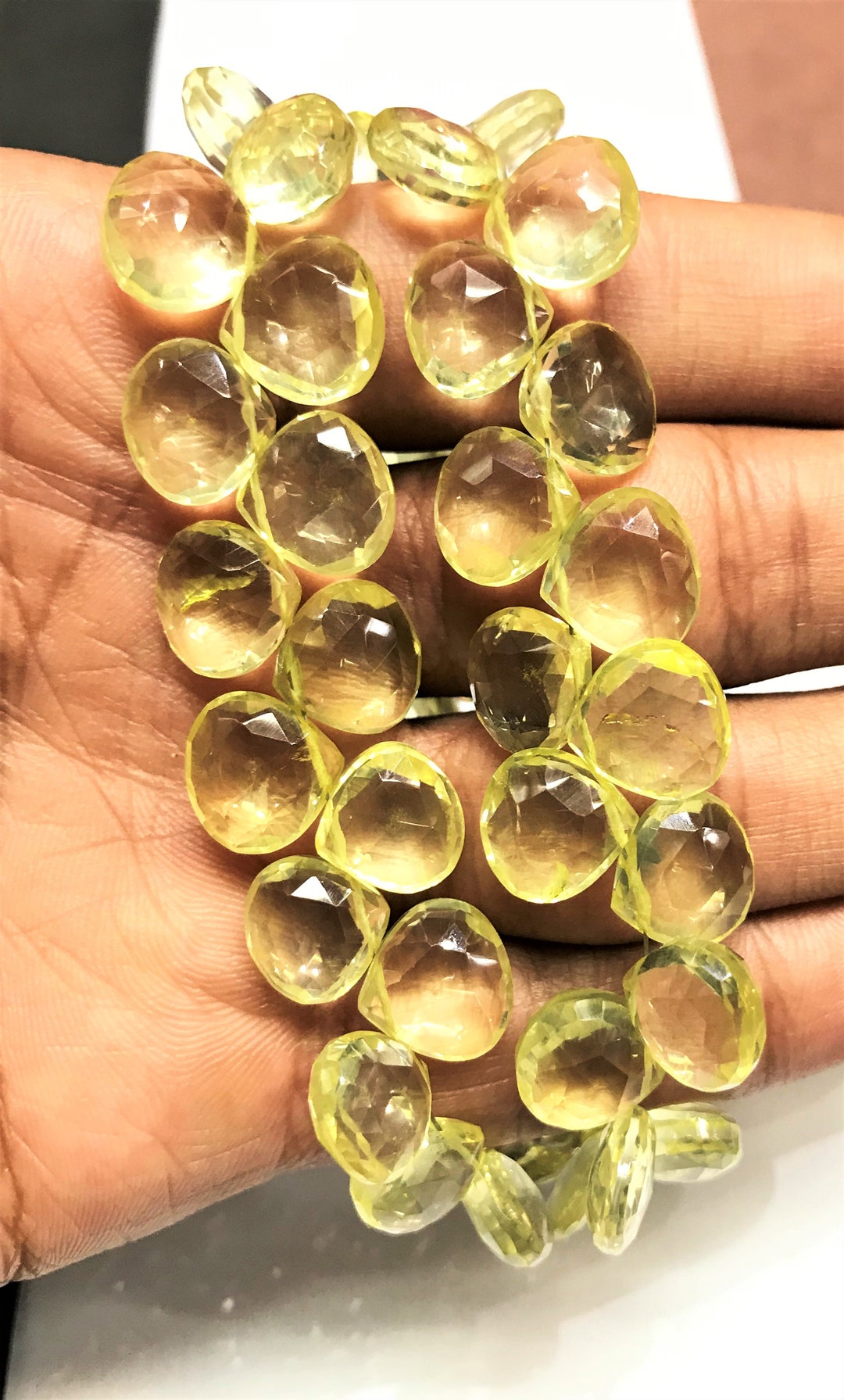 ON SALE!! Natural and Rare Lemon Topaz Faceted Beads. Heart Shape 9-11 ...