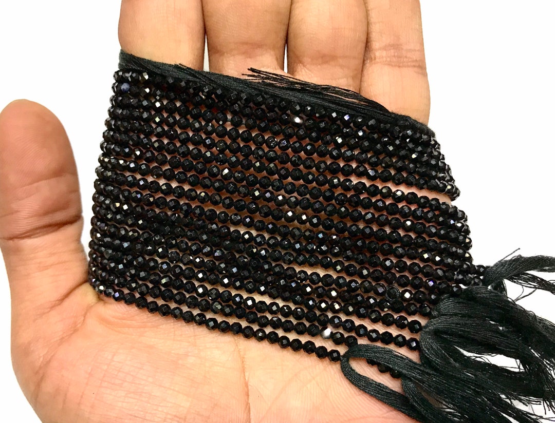 18” 9 Strands of BLACK SPINAL Gemstone Beads. 3MM Rondelle Shape ...